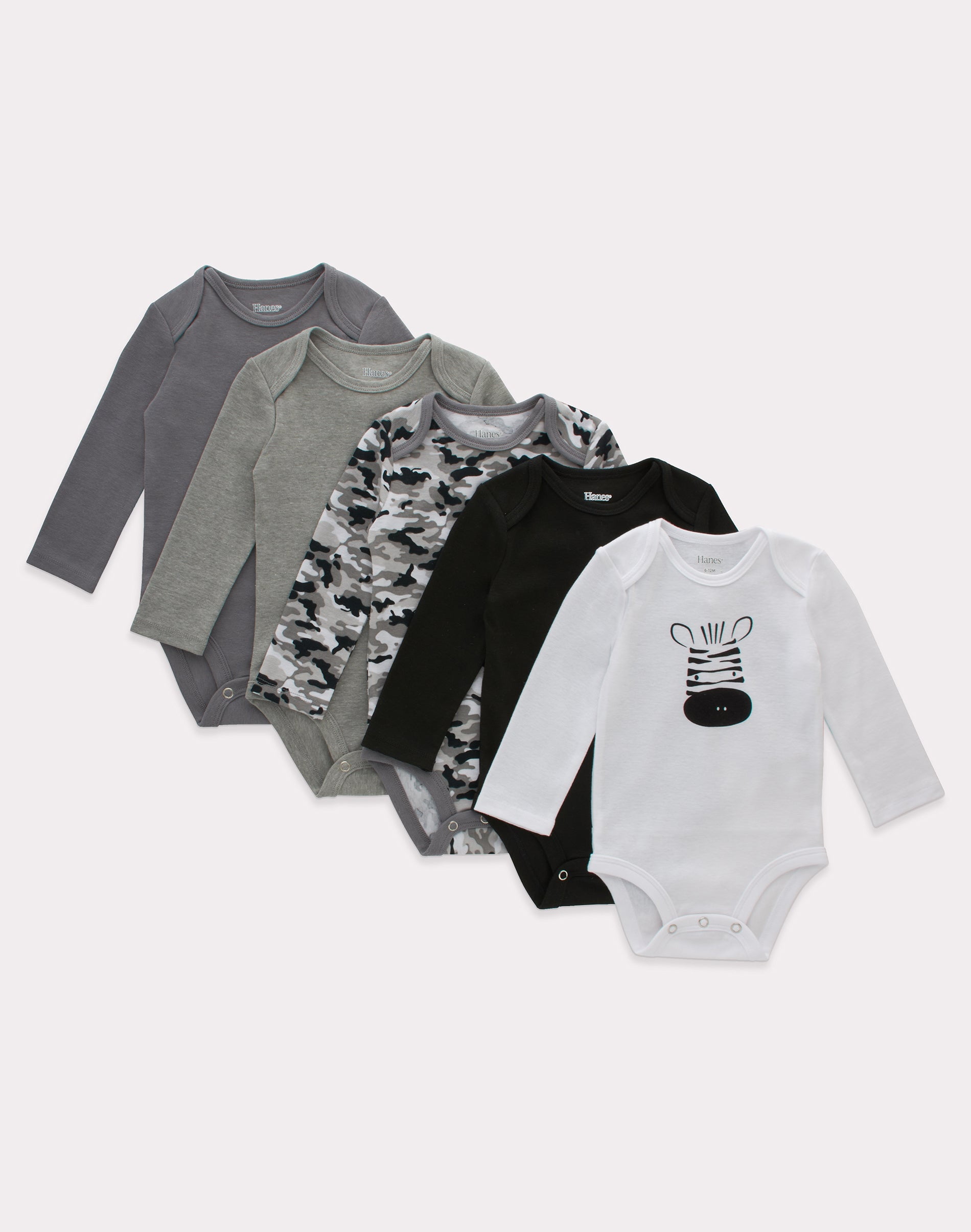 Hanes Flexy Baby Knit Long Sleeve Bodysuits, 4-Way Stretch, Boys ...