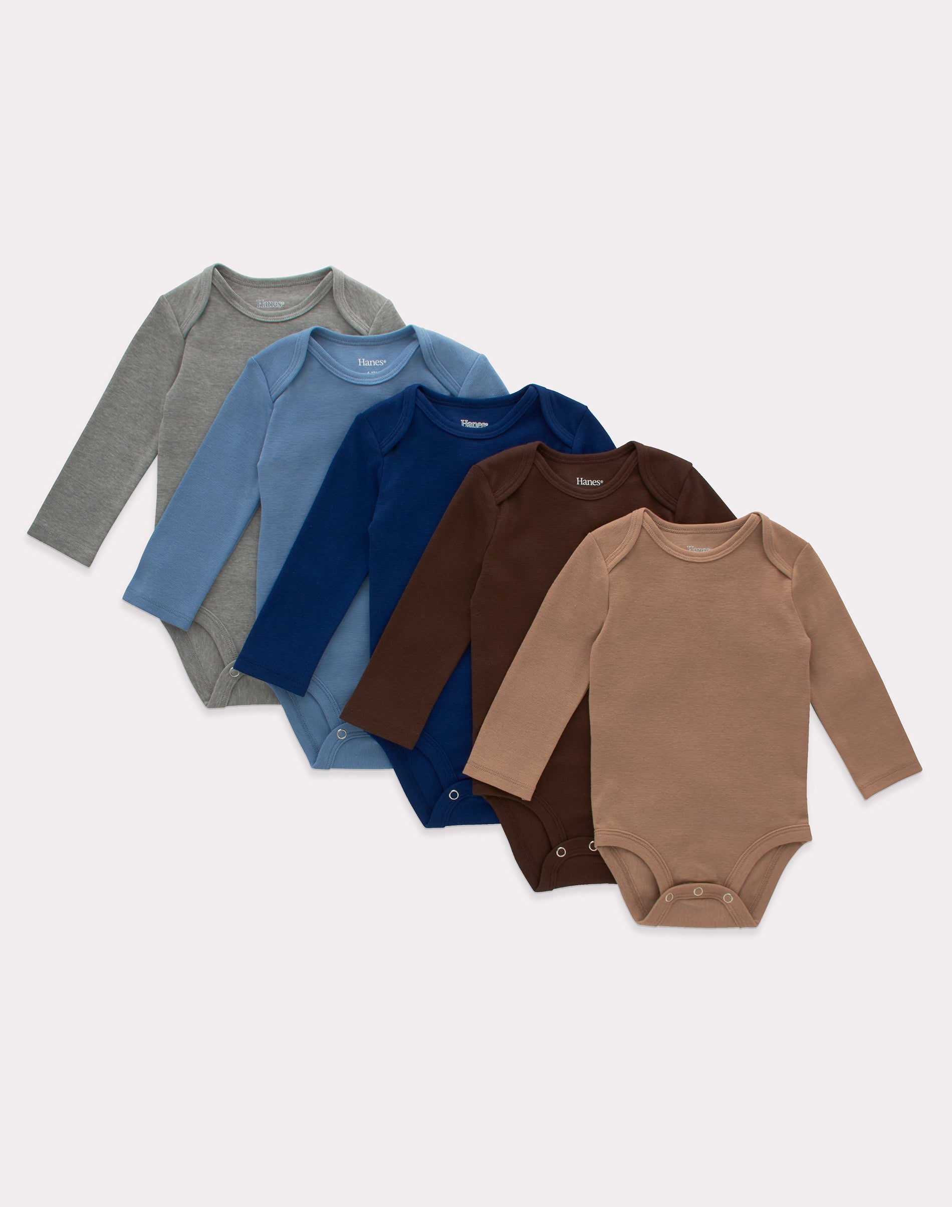 Hanes Flexy Baby Knit Long Sleeve Bodysuits, 4-Way Stretch, Boys ...