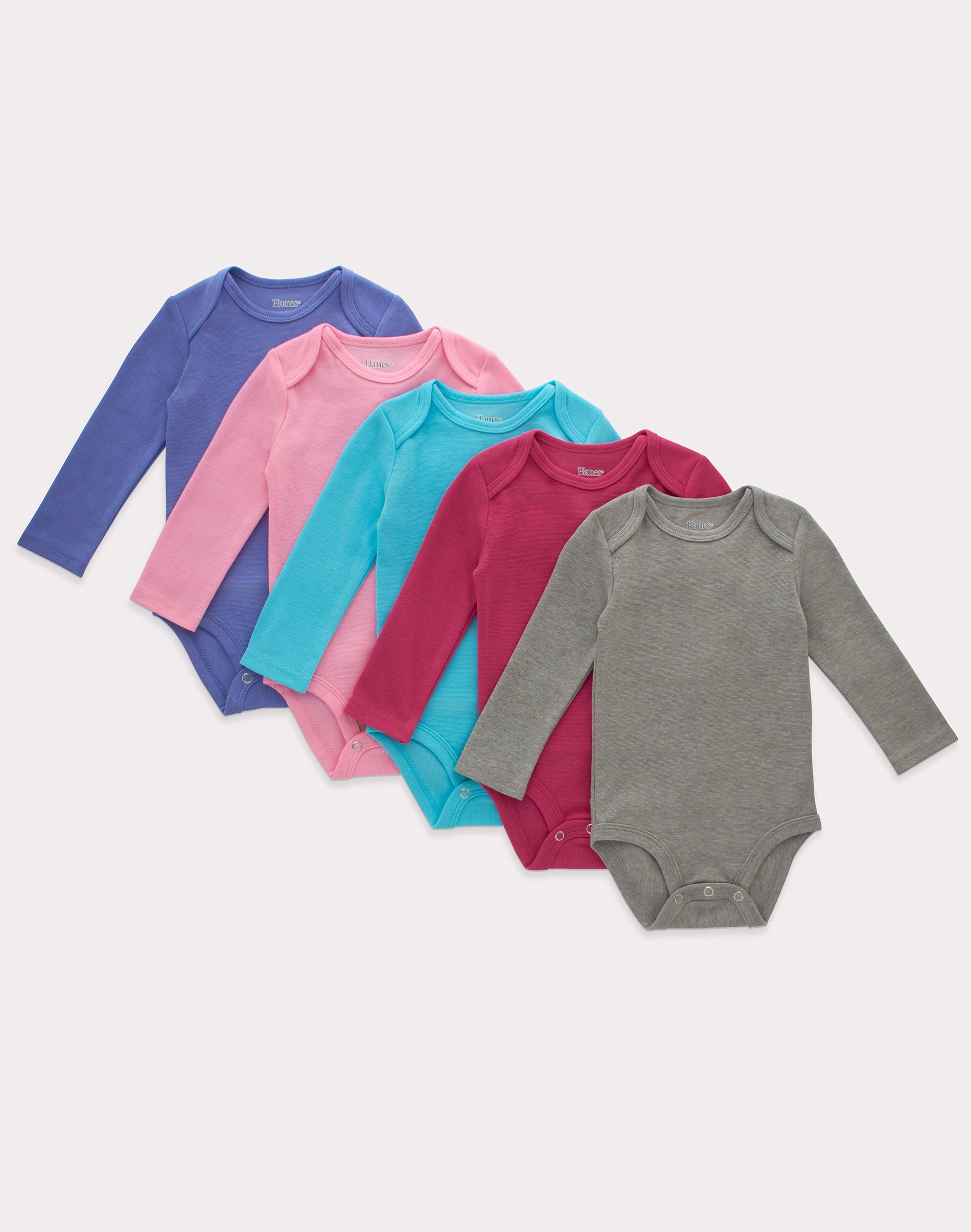 Hanes Flexy Baby Knit Long Sleeve Bodysuits, 4-Way Stretch, Boys ...