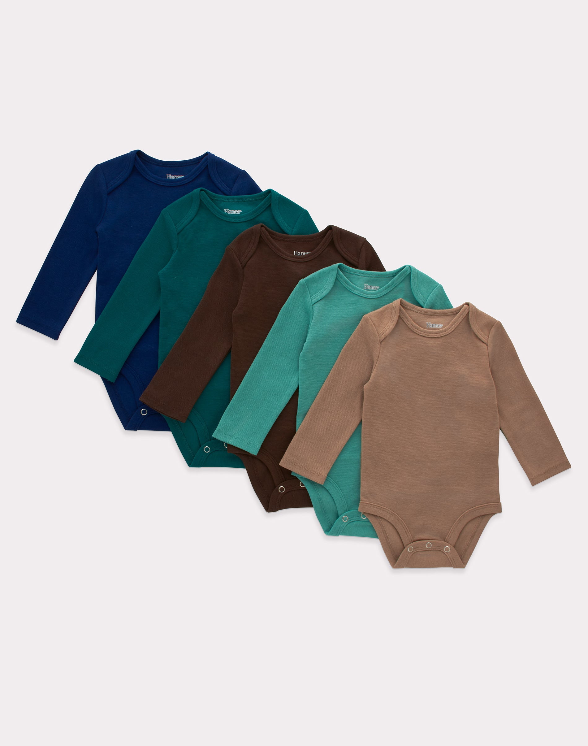 Hanes Flexy Baby Knit Long Sleeve Bodysuits, 4-Way Stretch, Boys ...