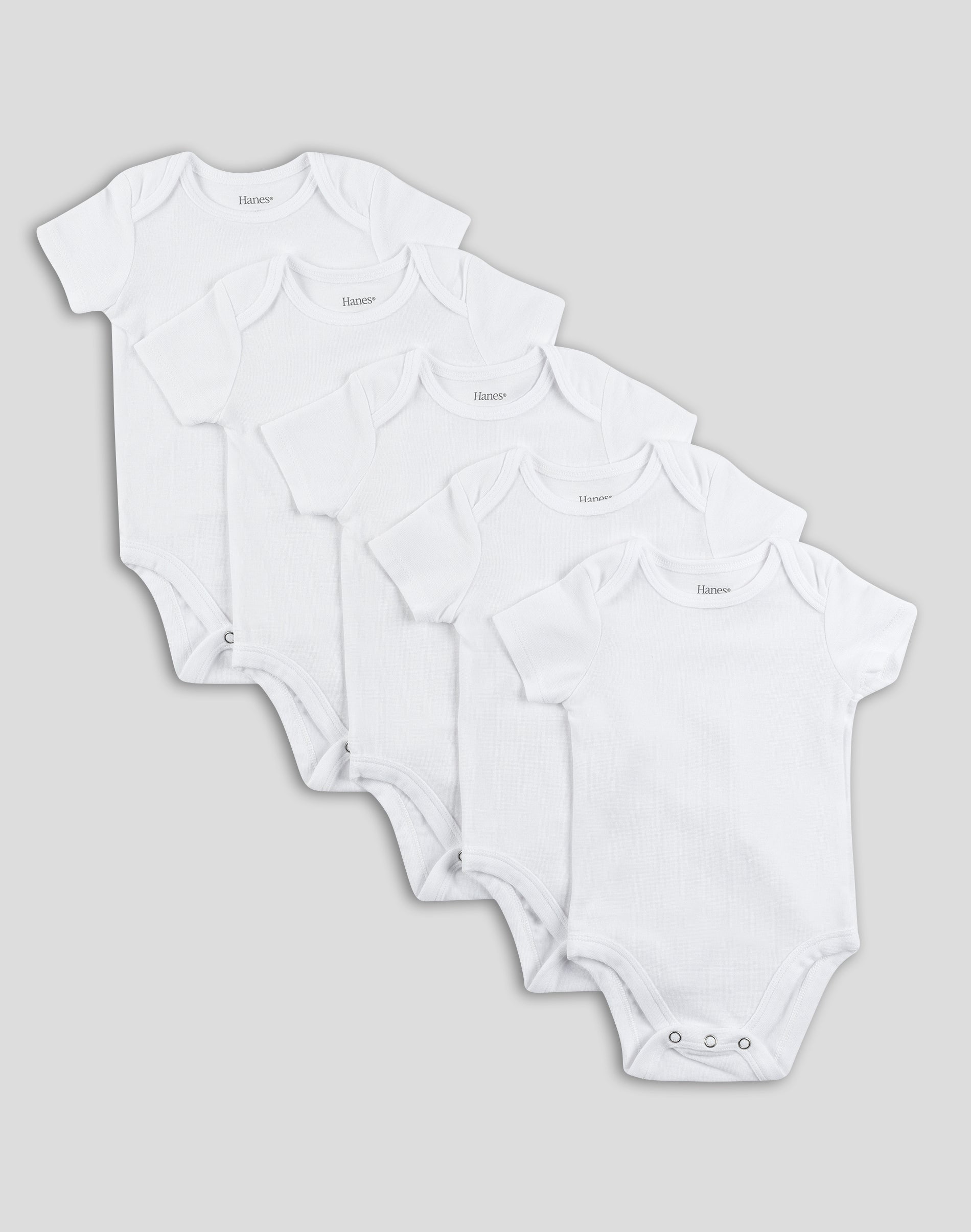 Hanes Flexy Baby Knit Short Sleeve Bodysuits 5-Pack 4-Way Stretch Boys ...