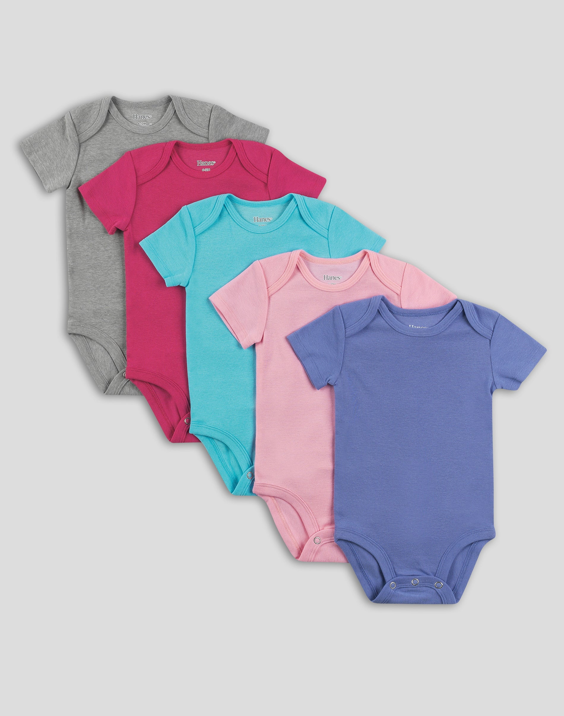 Hanes Flexy Baby Knit Short Sleeve Bodysuits 5-Pack 4-Way Stretch Boys ...