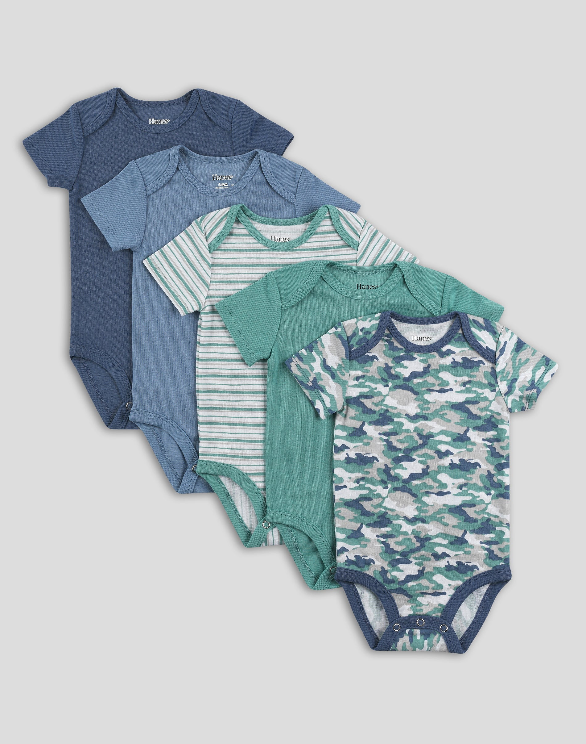 Hanes Flexy Baby Knit Short Sleeve Bodysuits 5-Pack 4-Way Stretch Boys ...