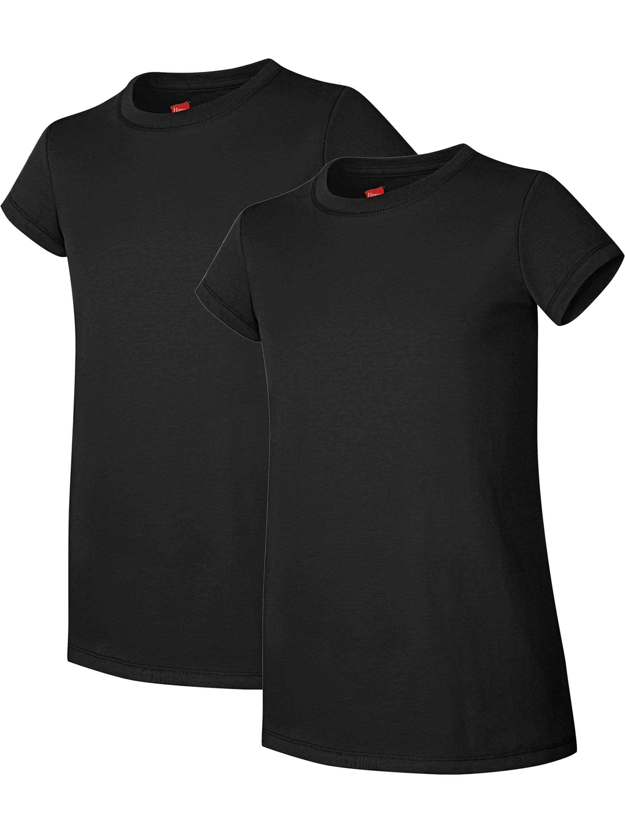 Hanes Girls Basic Short Sleeve T-Shirts, 2-Pack, Sizes 4-16 - Walmart.com