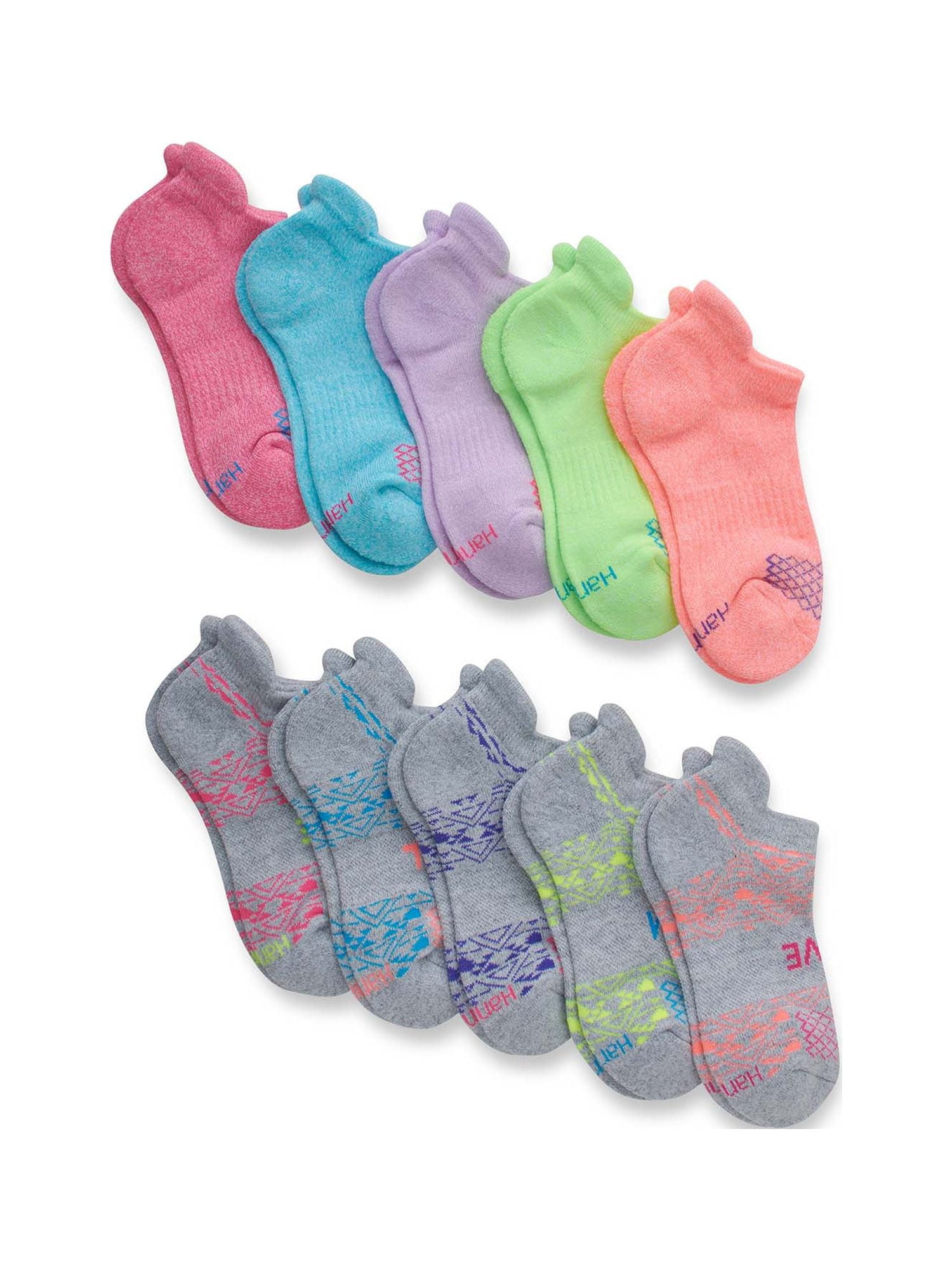 Hanes Girls' Comfort Fit Heel Shield Sock, 10 Pack, Sizes S-L - Walmart.com