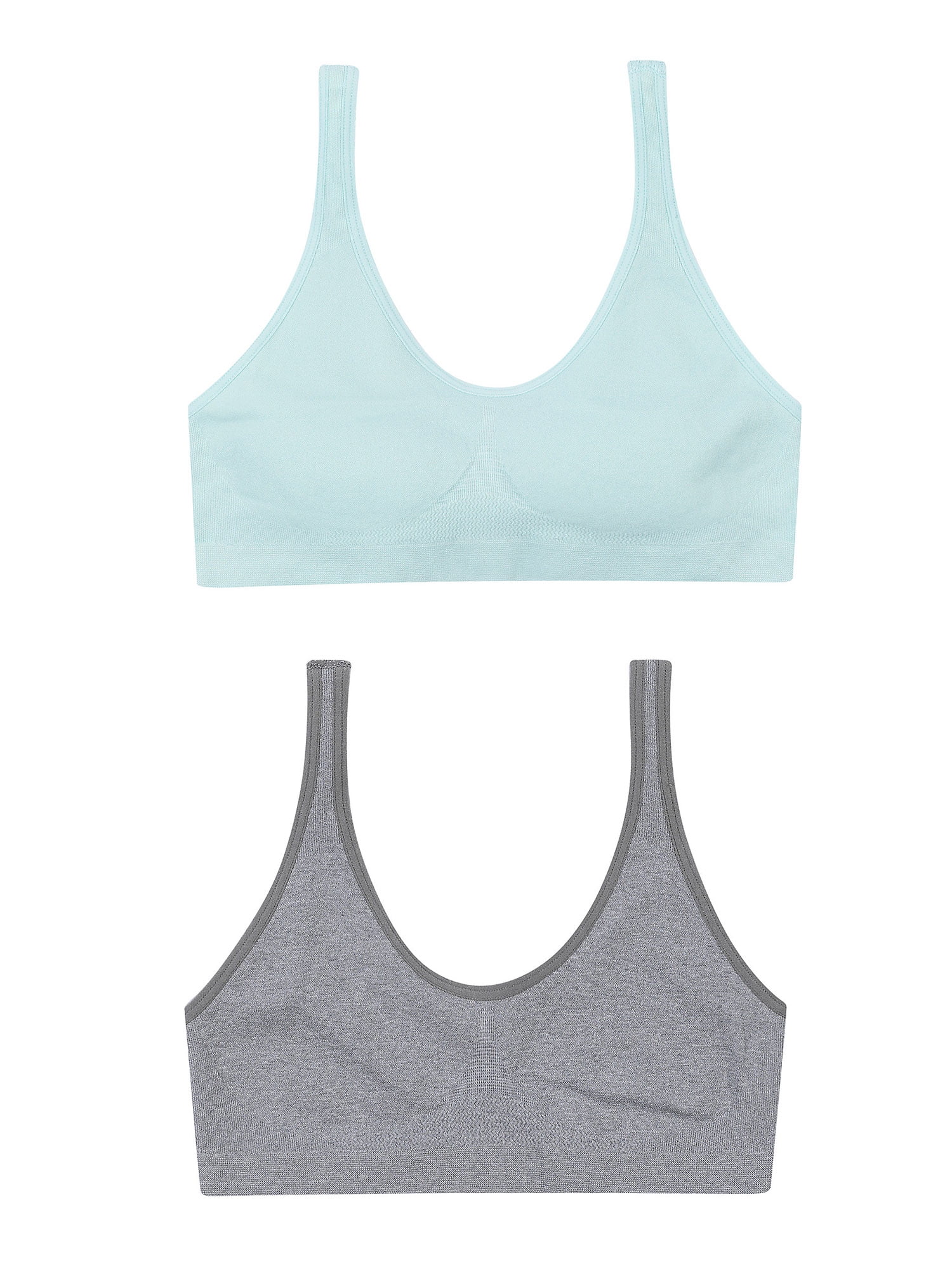 Hanes Girls' Cozy Seamless Wirefree Pullover Bra 2-Pack Heather Grey ...