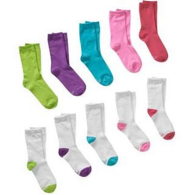 Hanes Girls' Crew Socks 10 Pack - Walmart.com