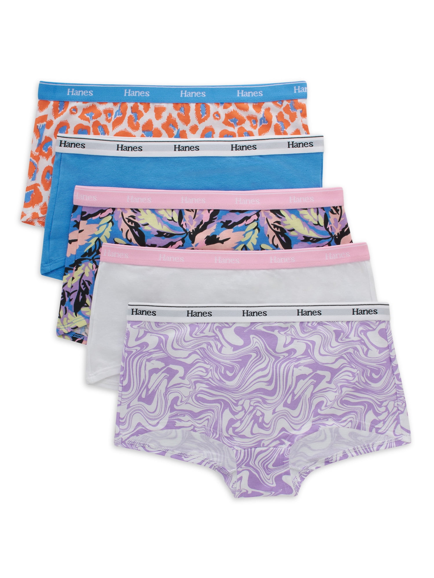 Hanes Girls' Originals Cotton Stretch Boyshort, 5-Pack - Walmart.com
