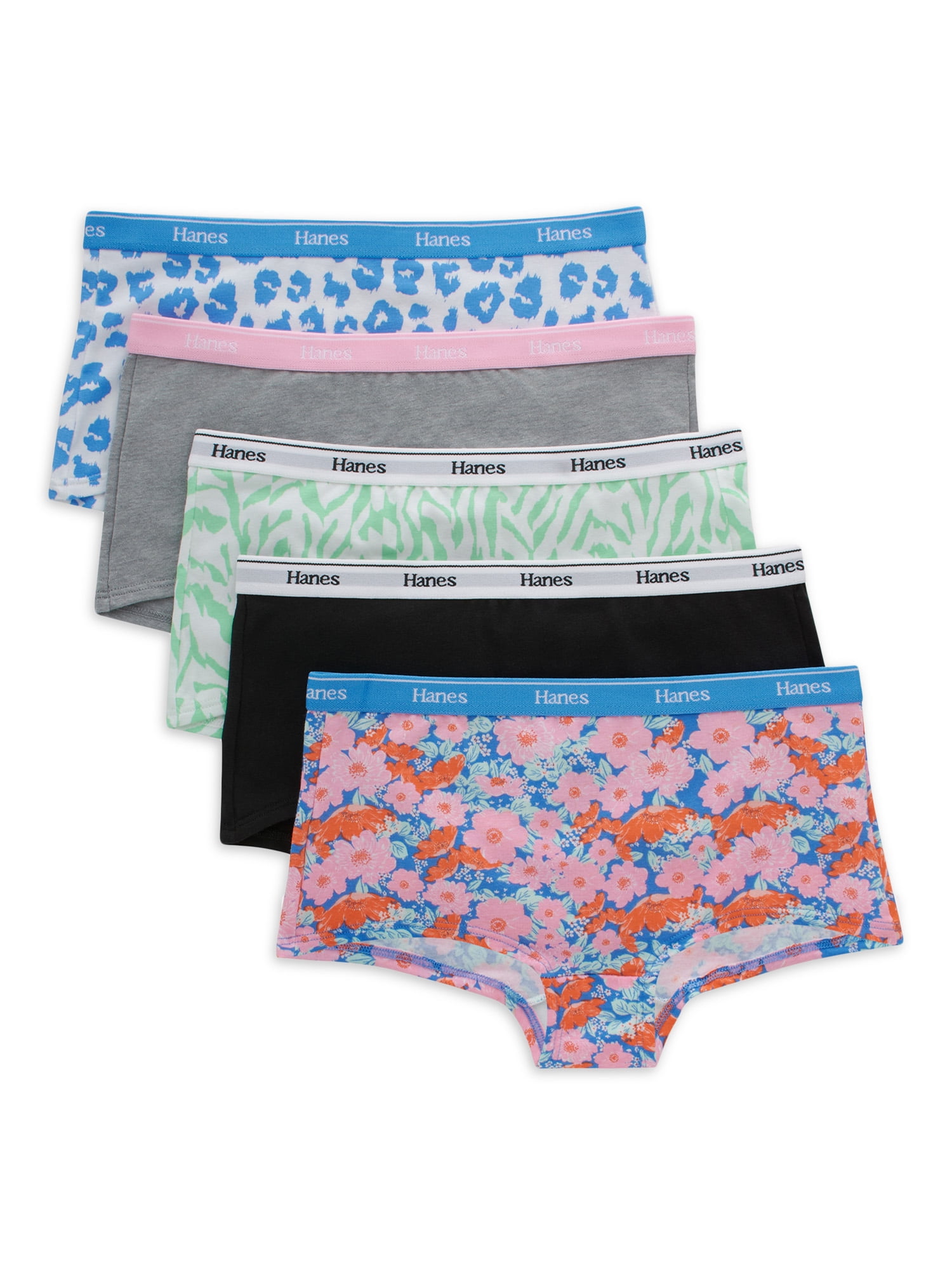 Hanes Girls' Originals Cotton Stretch Boyshort, 5-Pack - Walmart.com