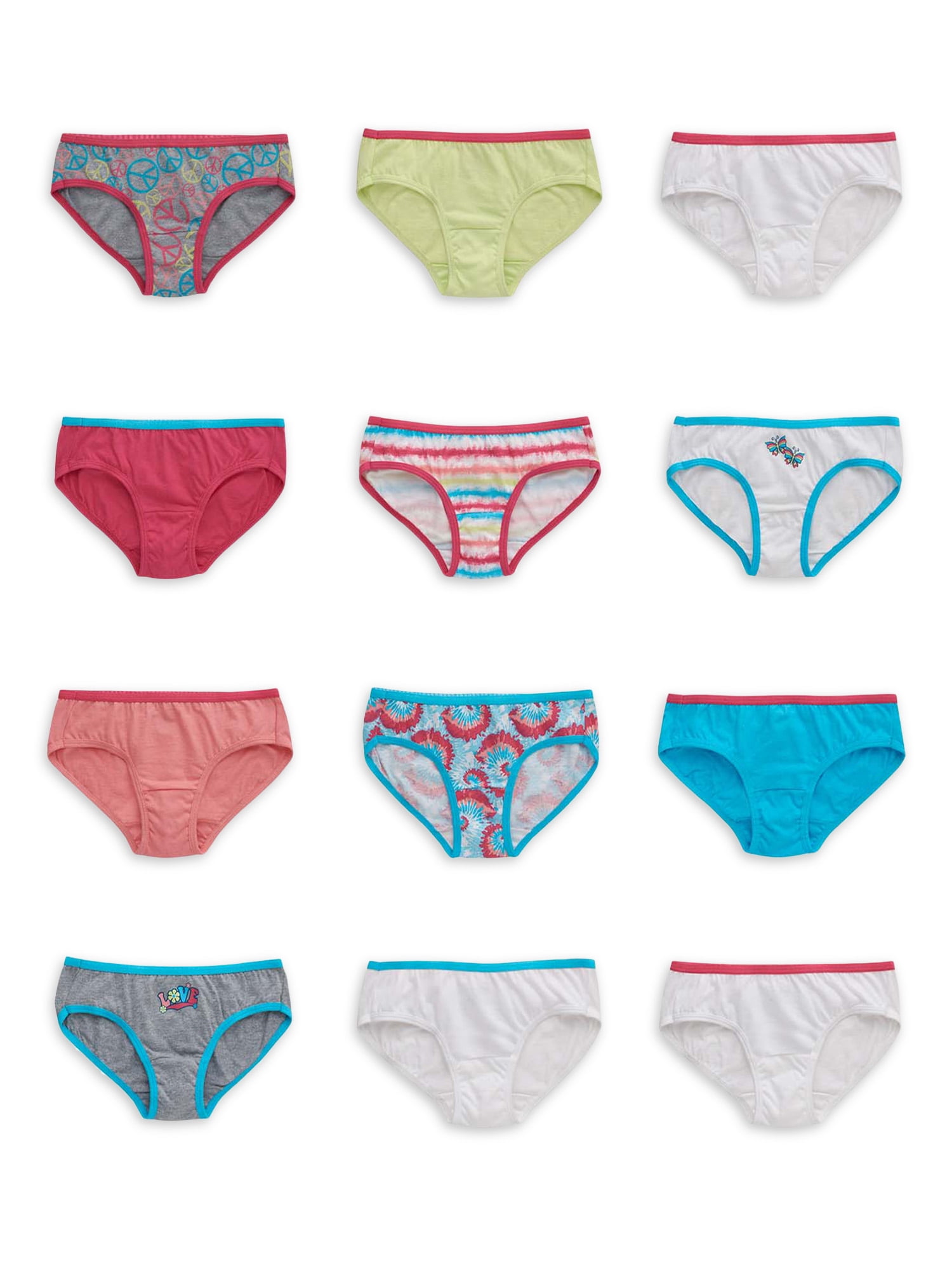 Hanes Girls' Peace Hipster 12-Pack, Cotton, Breathable, Comfort ...