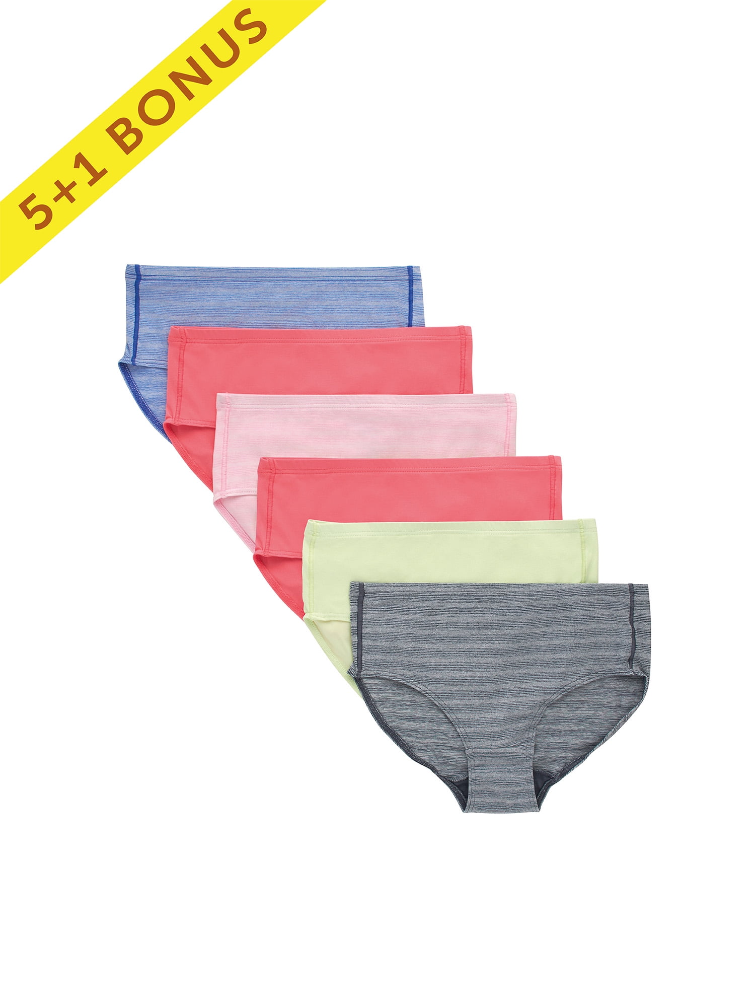 Hanes Girls' Pure Comfort Tagless Microfiber Briefs 5+1 Bonus Pack ...