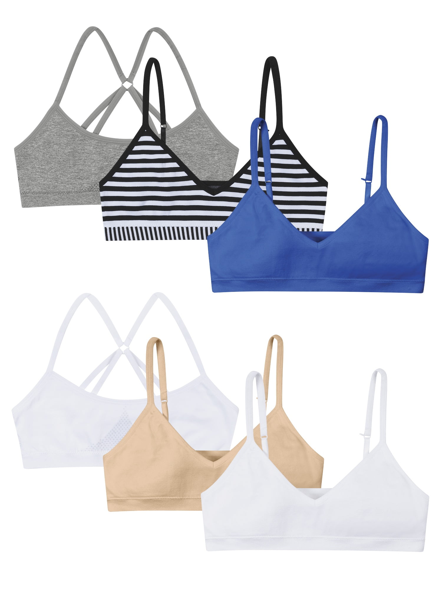 Hanes Girls Seamless Wirefree Bra, 6-Pack, Sizes 4-16 - Walmart.com