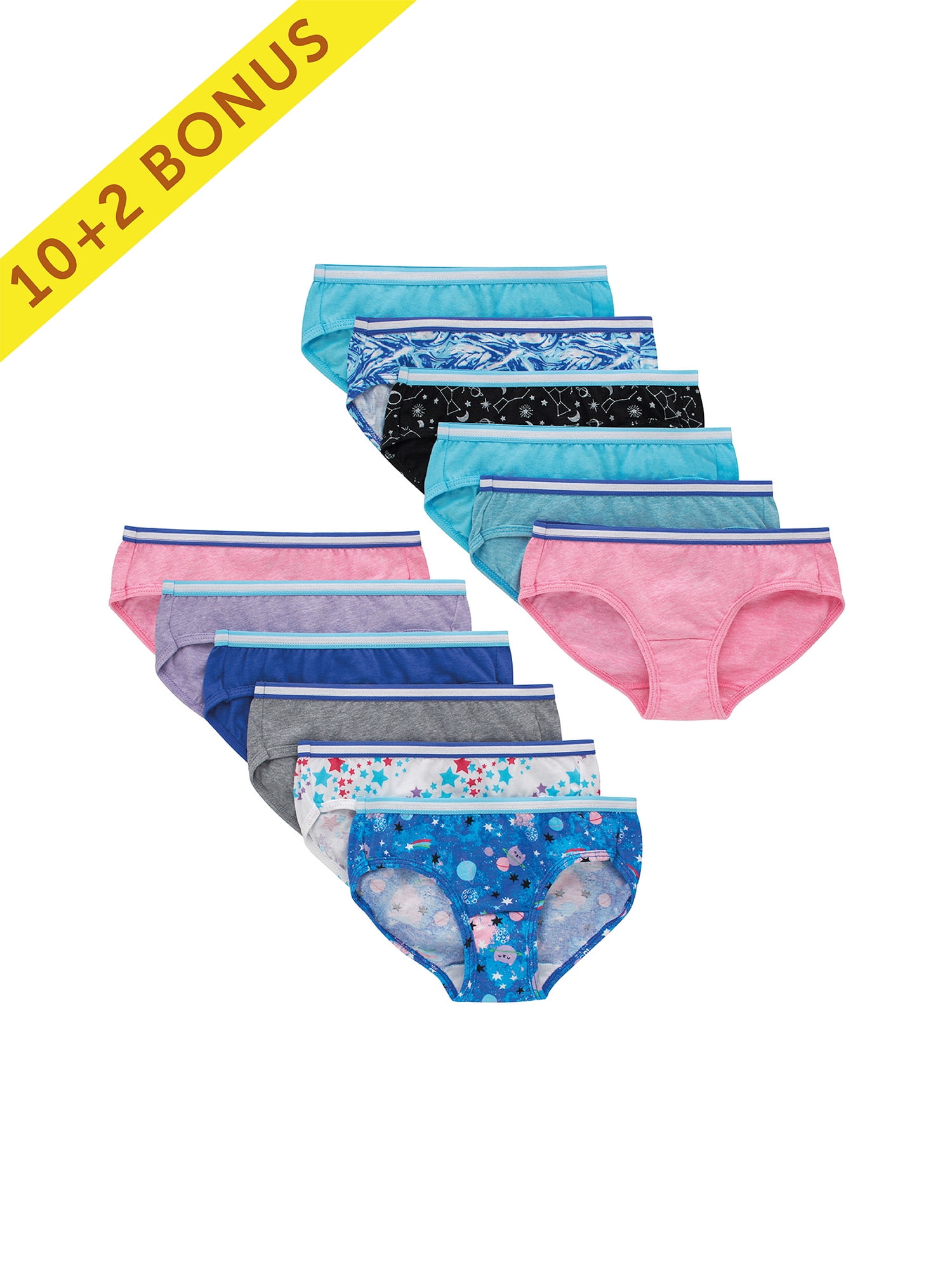 Hanes Girls' Sparkle Cotton Hipster, 10+2 Bonus Pack - Walmart.com