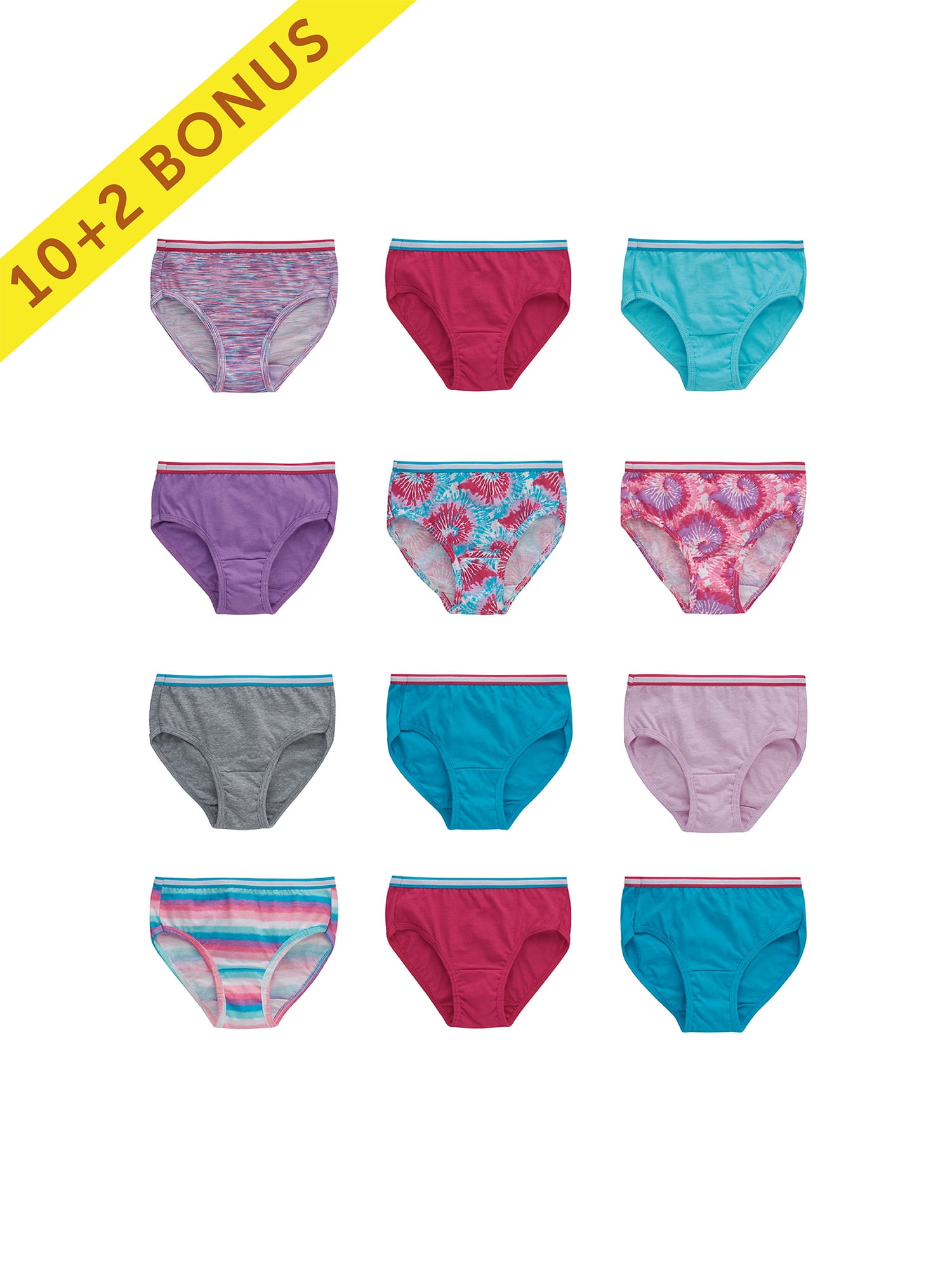 Hanes Girls Sporty Brief Underwear 10+2 Bonus Pack - Walmart.com