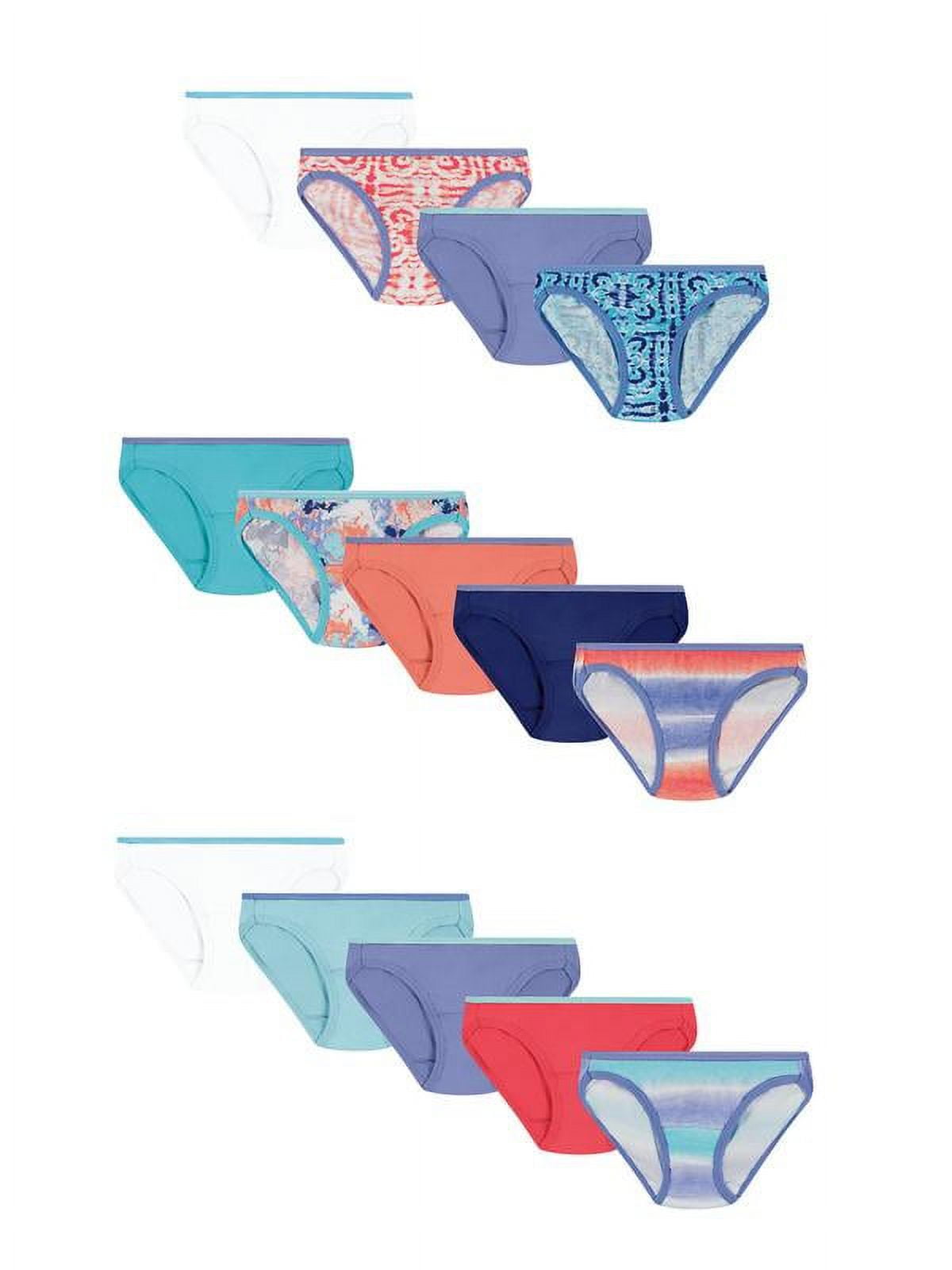 Hanes Girls' Tagless Super Soft Cotton Bikinis, 14 pack, Sizes 6-16 ...