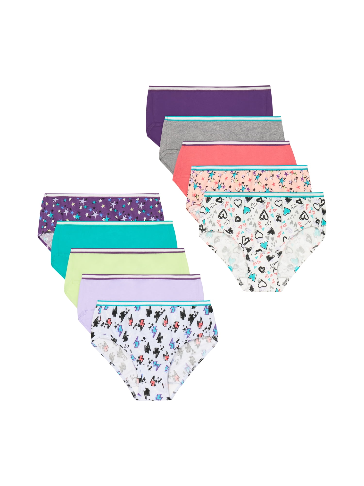 Hanes Girls' Tagless Super Soft Cotton Brief Underwear, 10 Pack ...