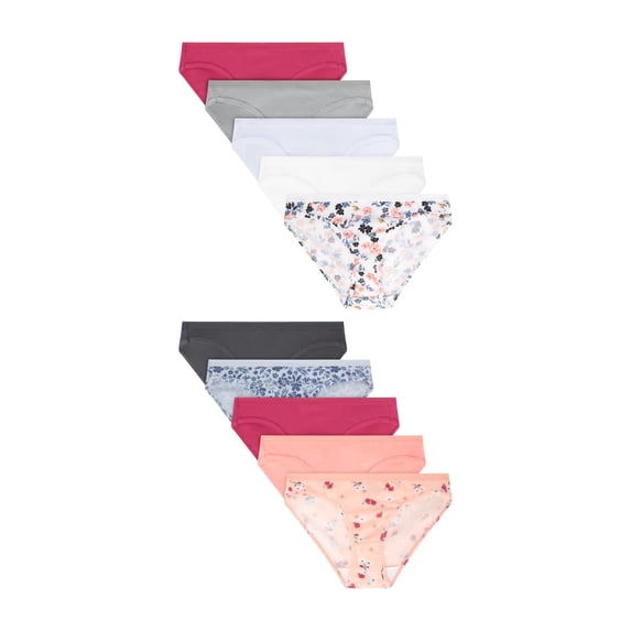 Hanes Girls Underwear Bikini Pack, 10-Pack, Cotton-Stretch Bikini ...