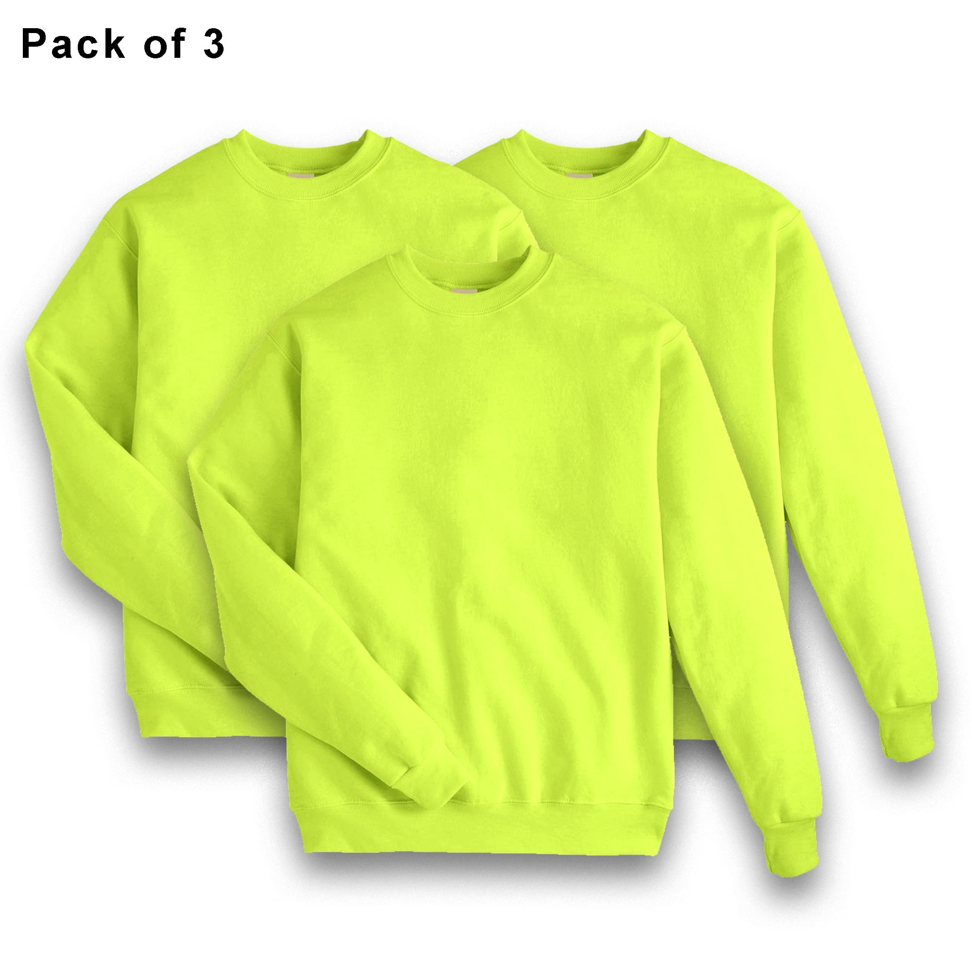 Hanes - High Visibility Workwear Sweatshirt 3 Pack, Unisex Safety Green ...