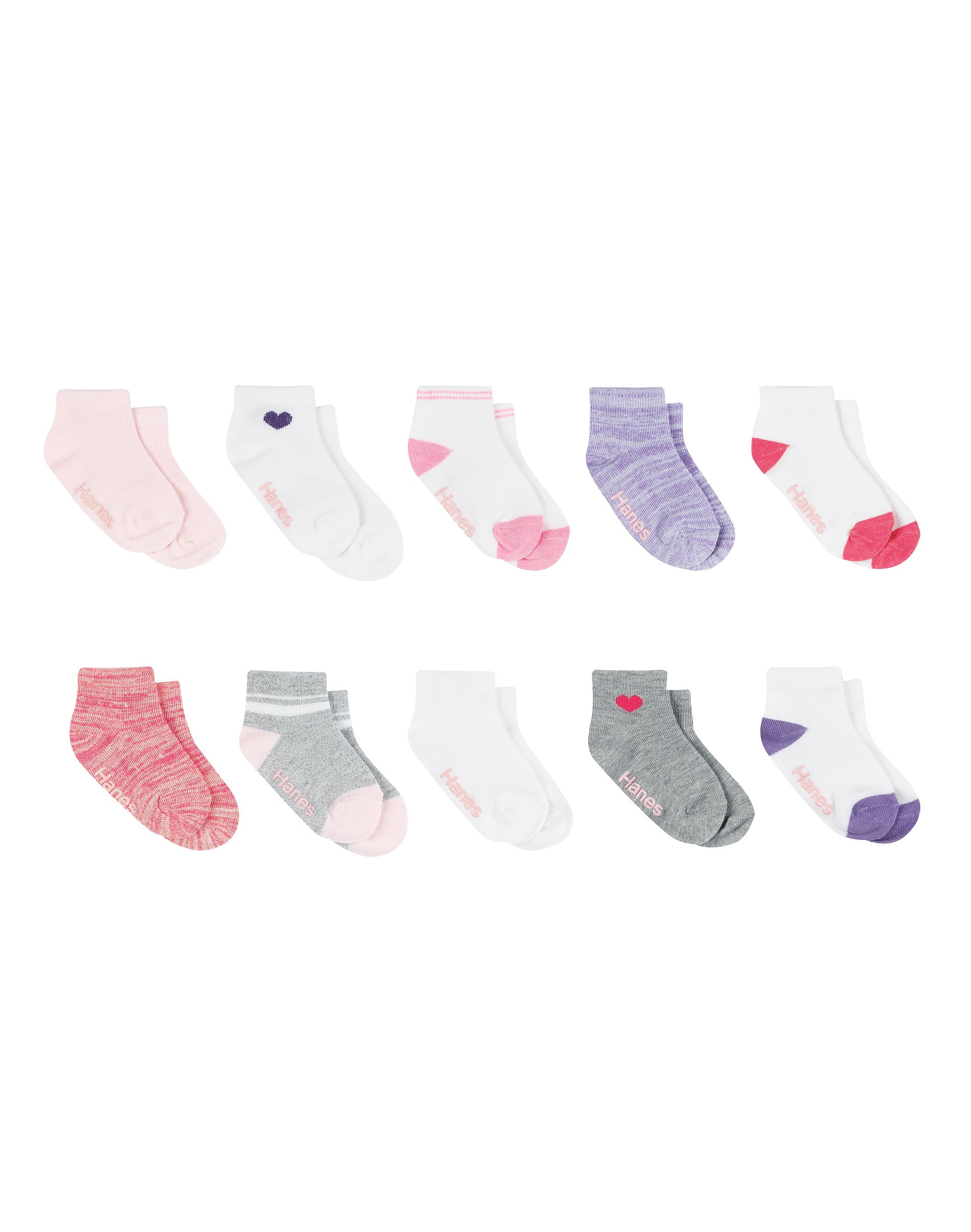 Hanes Infant/Toddler Girls' Ankle Socks, Gripper Bottoms, 10-Pairs Grey ...