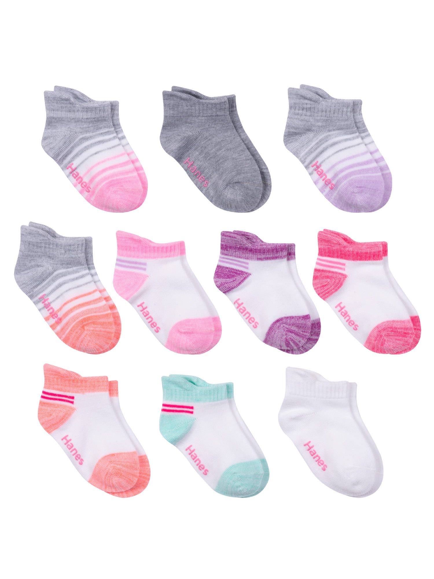 Hanes Infant/Toddler Girls' Heel Shield Socks, Gripper Foot Bottom, 10 ...