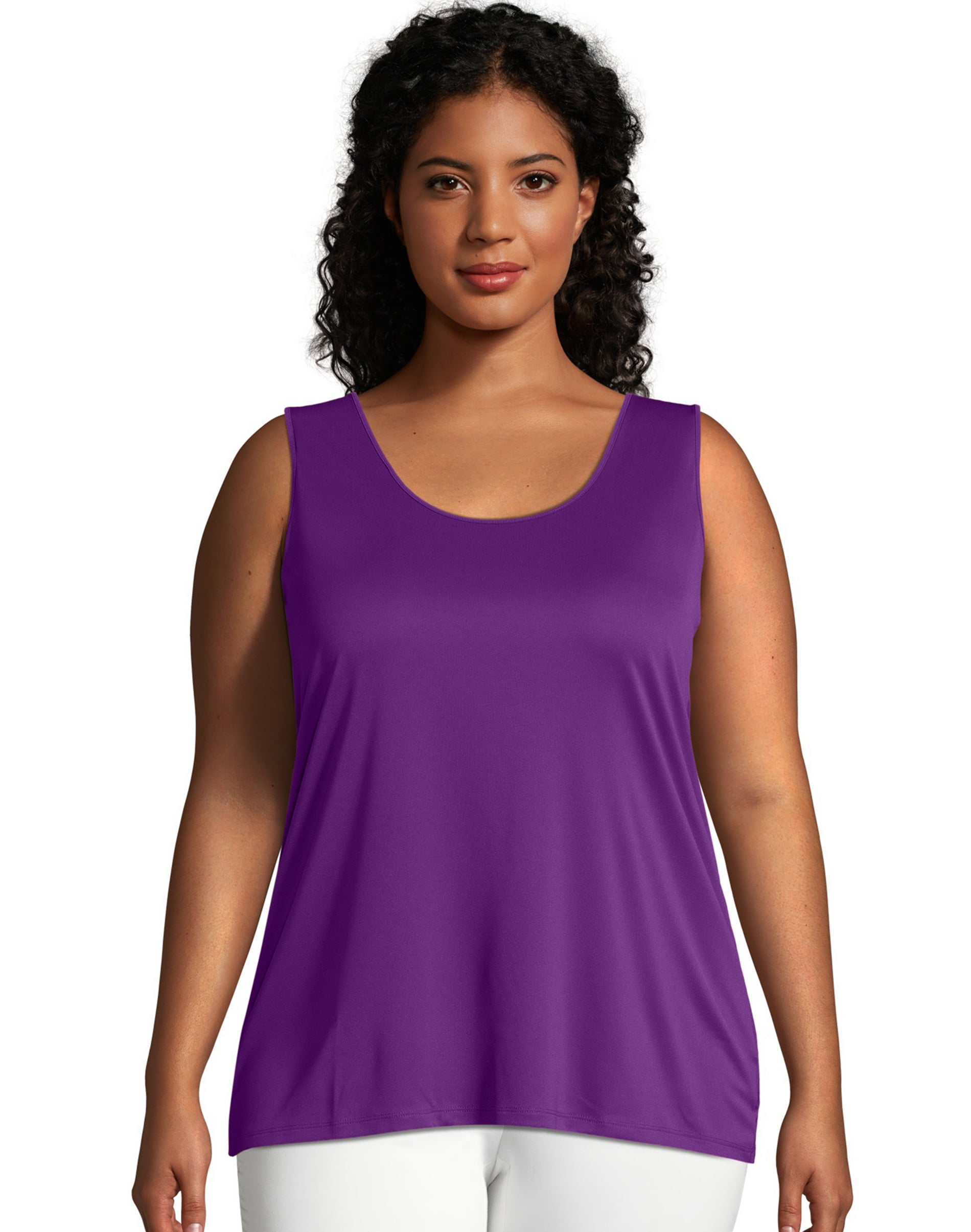Hanes Just My Size Women's Exercise Tank, Cool DRI Plus Size 3X in Plum ...