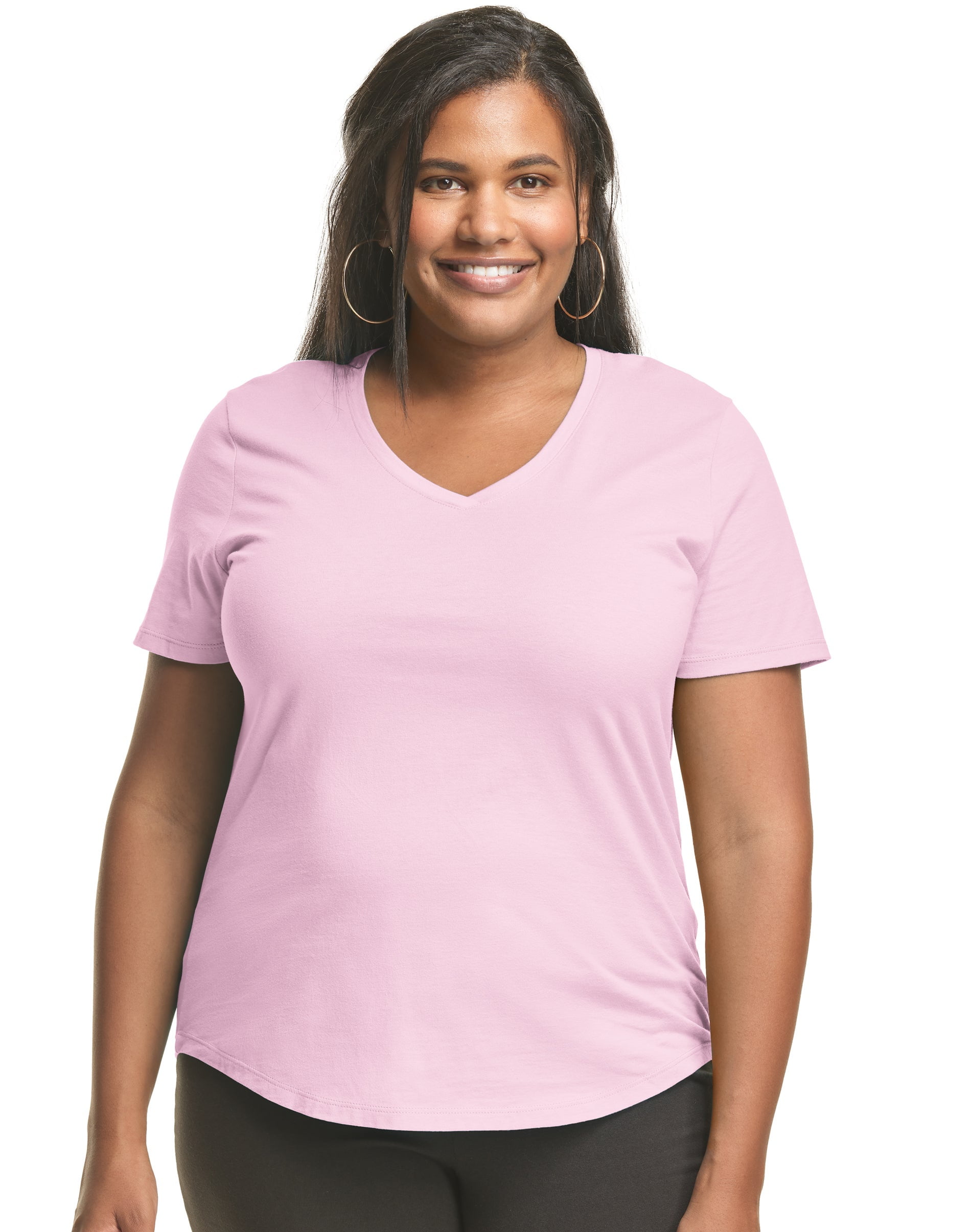 Hanes Just My Size Cotton Jersey Short Sleeve V-Neck T-Shirt (Plus ...