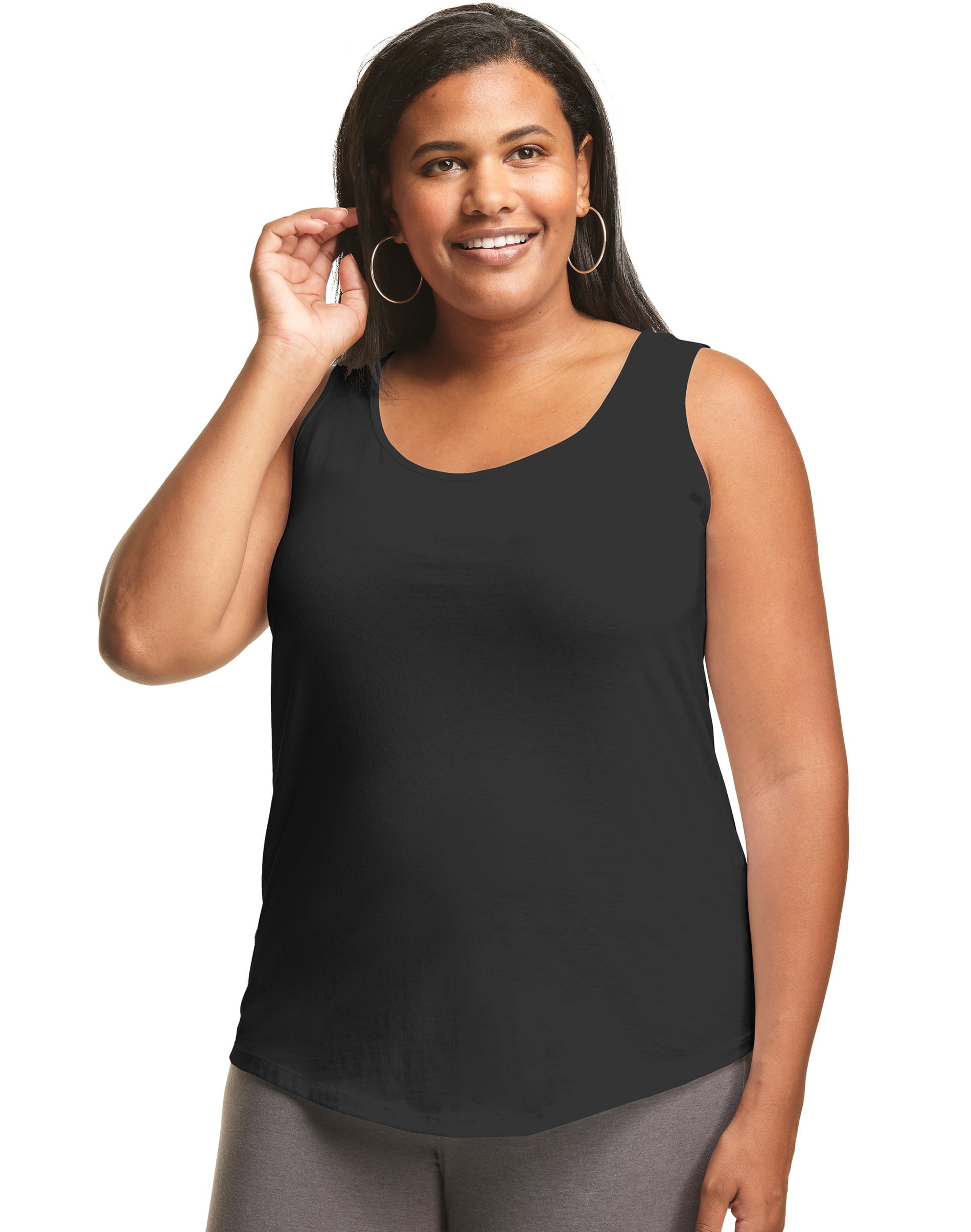 Hanes Just My Size Women’s Cotton Jersey Tank, Shirttail Hem (Plus ...