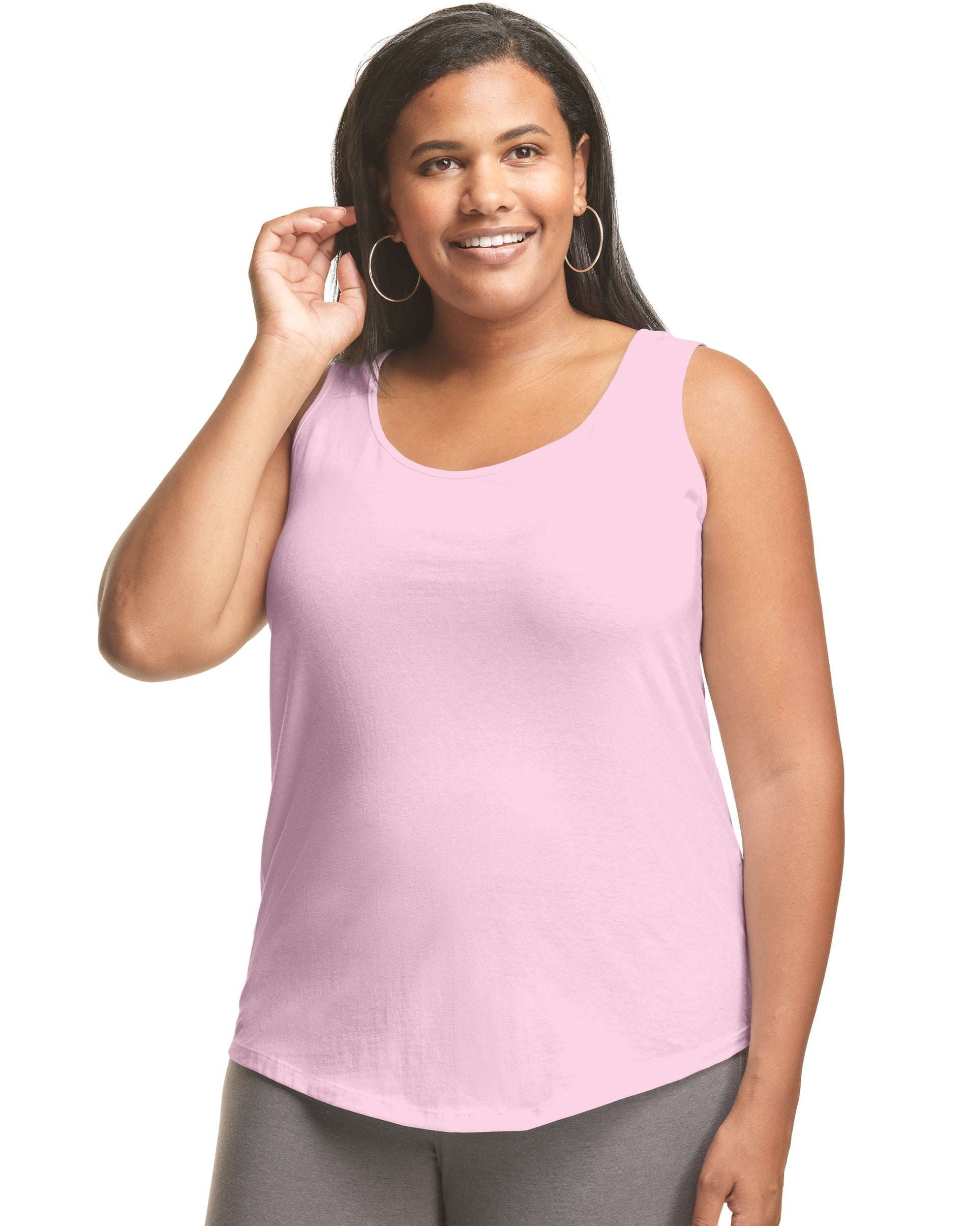 Hanes Just My Size Women’s Cotton Jersey Tank, Shirttail Hem (Plus ...