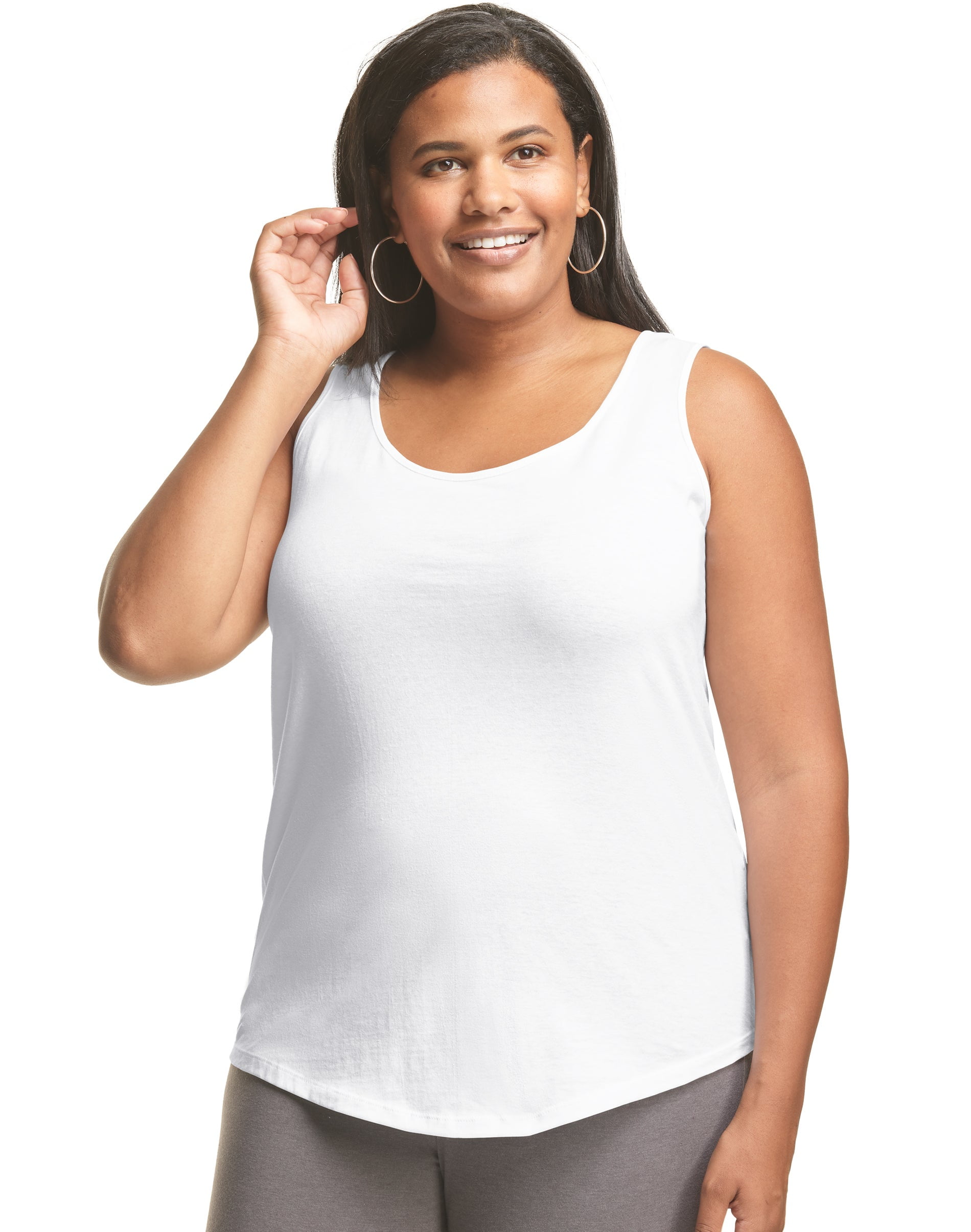 Hanes Just My Size Women’s Cotton Jersey Tank, Shirttail Hem (Plus ...