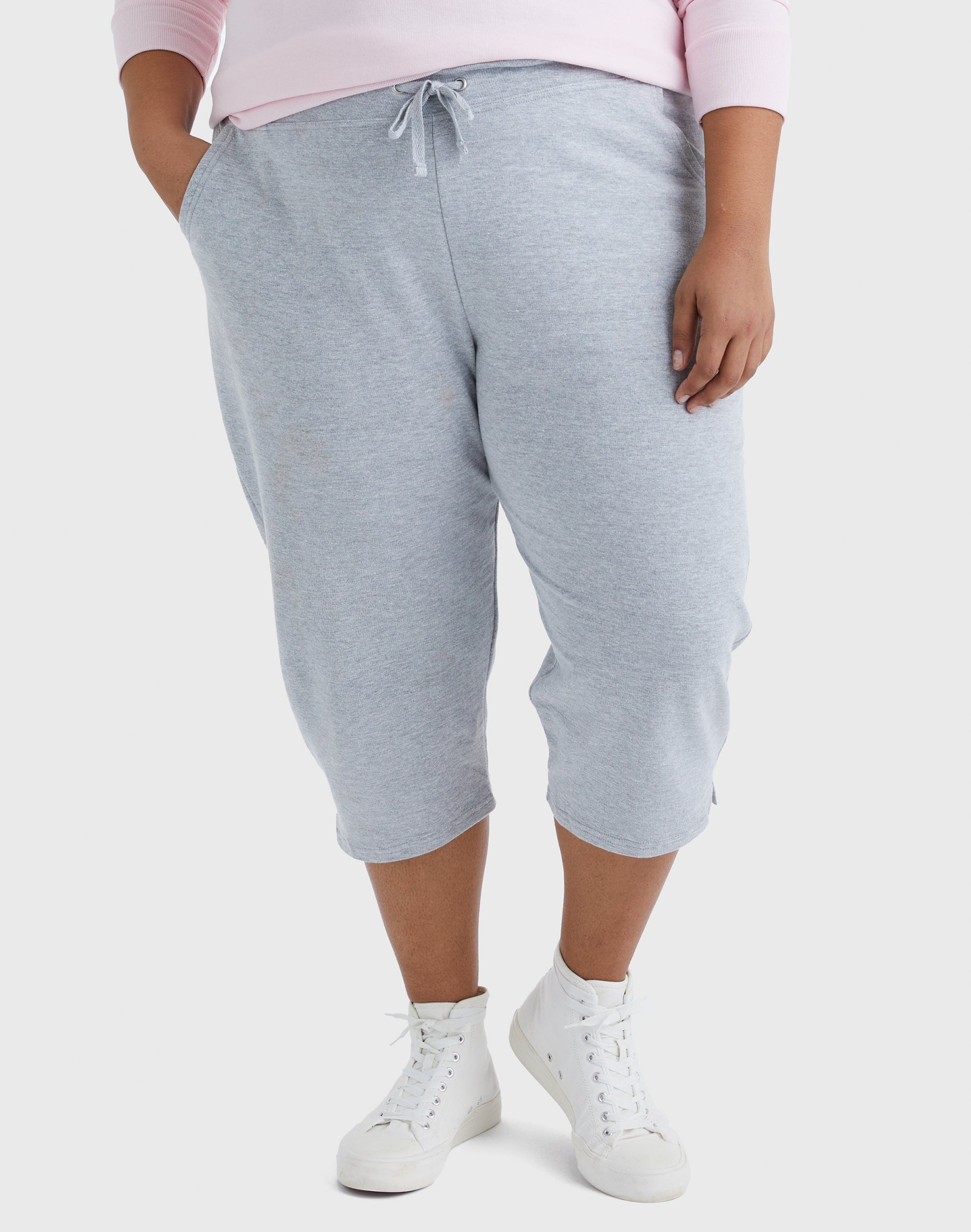 Hanes Just My Size Women's Plus Size French Terry Capris, Light Steel ...