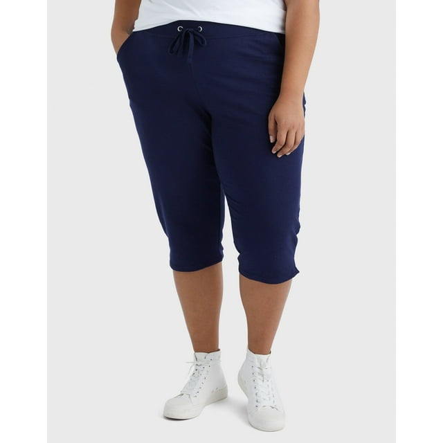 Hanes Just My Size Women's Plus Size French Terry Capris, Navy 5X ...