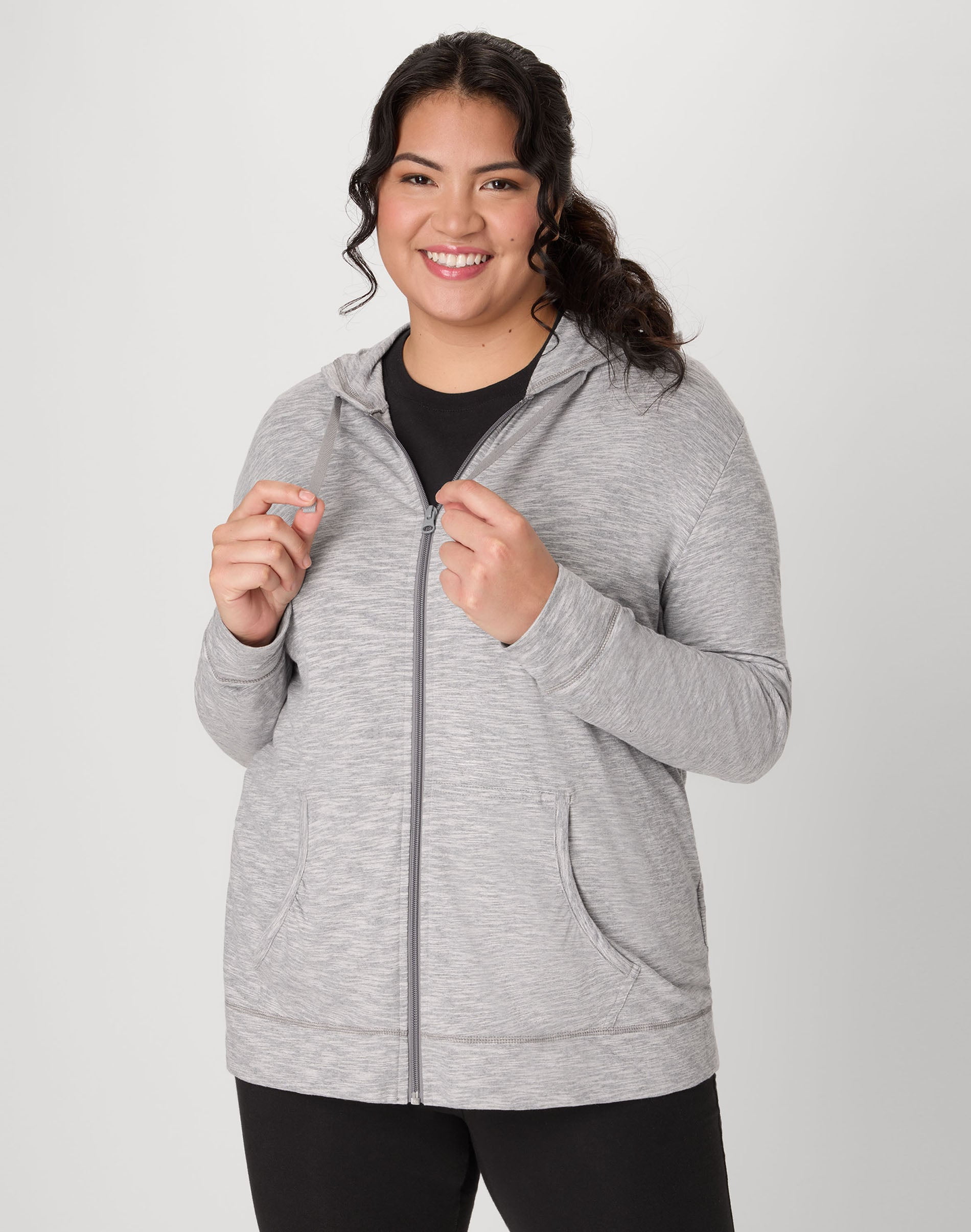 Hanes Just My Size Women's Full-Zip Slub Hoodie (Plus ) Dada Grey ...