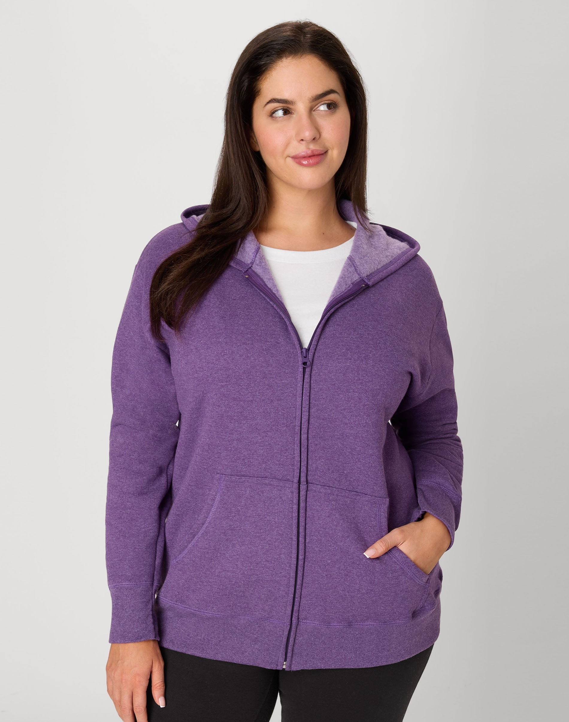 Hanes Just My Size Women's Plus-Size EcoSmart Full-Zip Fleece Hoodie ...