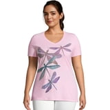 Hanes Just My Size Women's V-Neck Graphic T-Shirt, Dragonfly Ascending ...