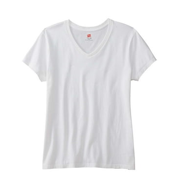 Hanes Ladies Tagless 100% Cotton V-Neck T-Shirt - Walmart.com