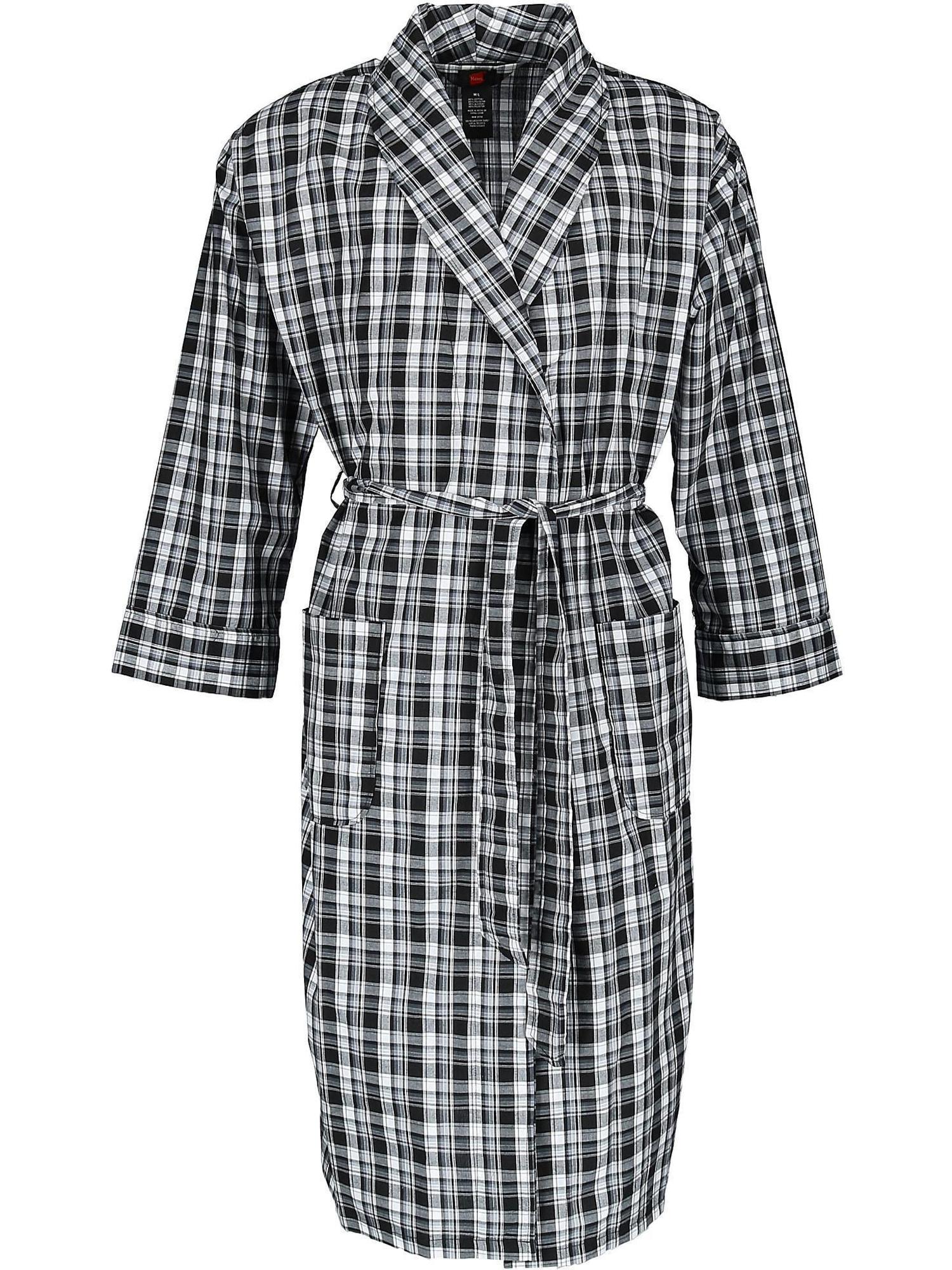 Hanes Big Mens Light Weight Plaid Robe (Blue 5/6X) - Walmart.com