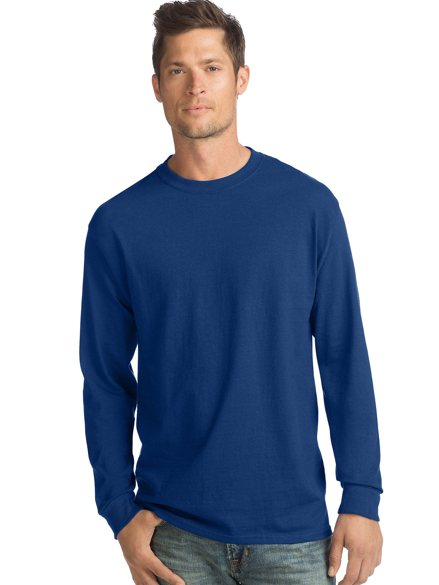 Hanes Long-Sleeve T-Shirt 4-Pack Tee ComfortSoft Men's 100% Cotton Heavyweight - Walmart.com