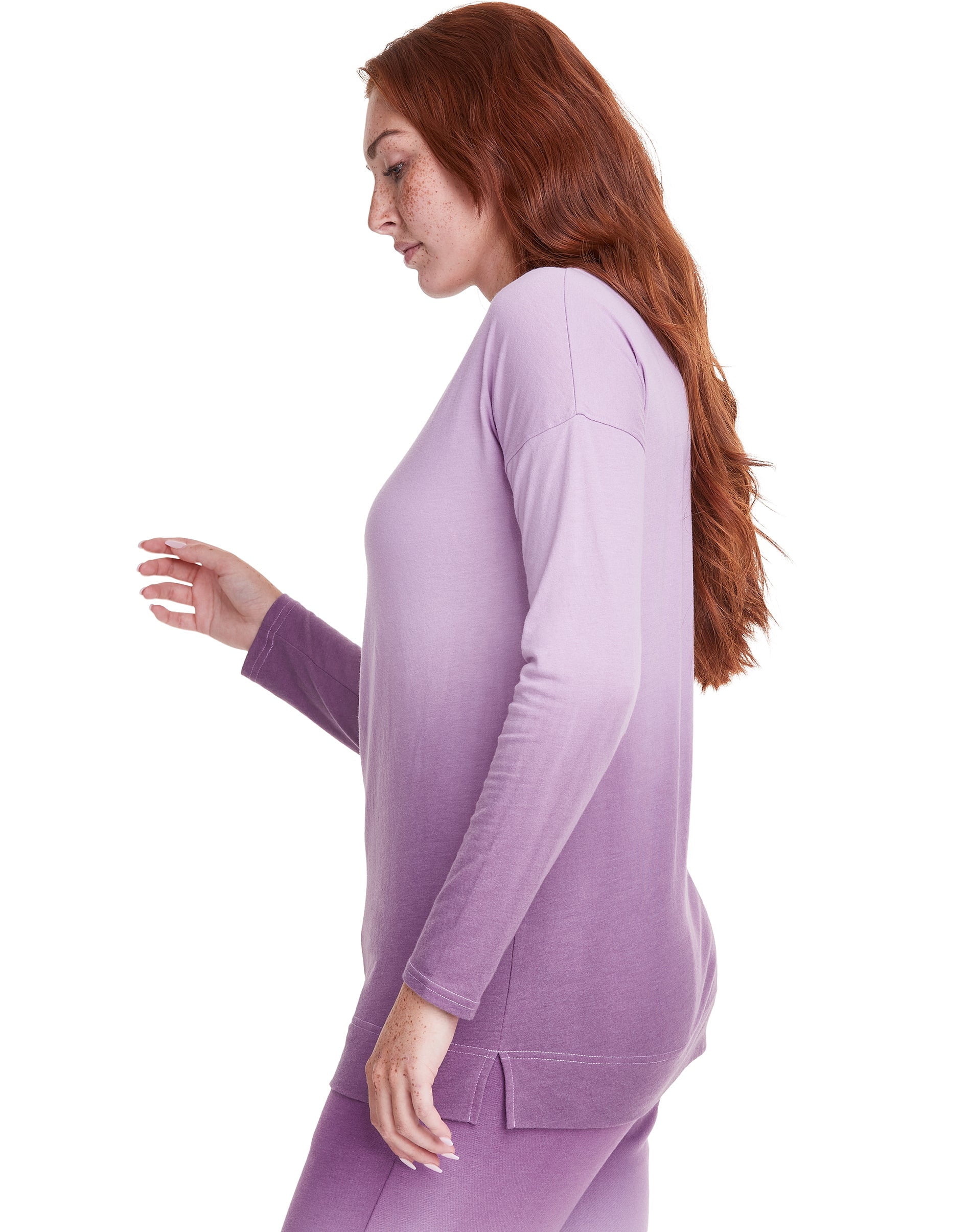 Hanes Luxe Collection Women's Jersey V-Neck Pullover Midnight Aster Dip ...