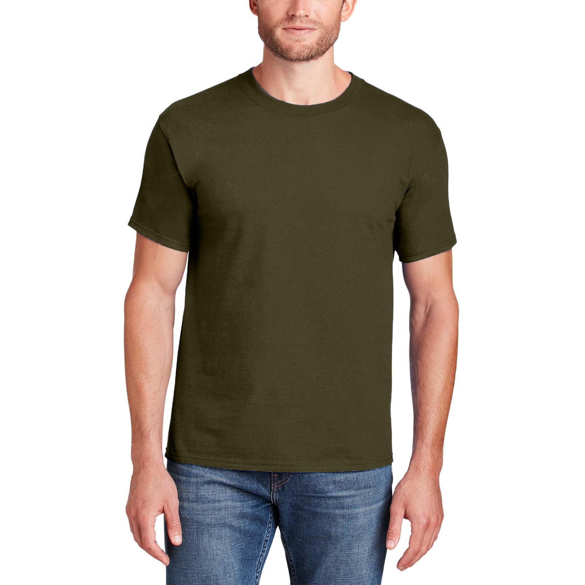 Hanes Men Beefy-T Heavyweight Cotton Crew T-Shirt, Short Sleeve ...