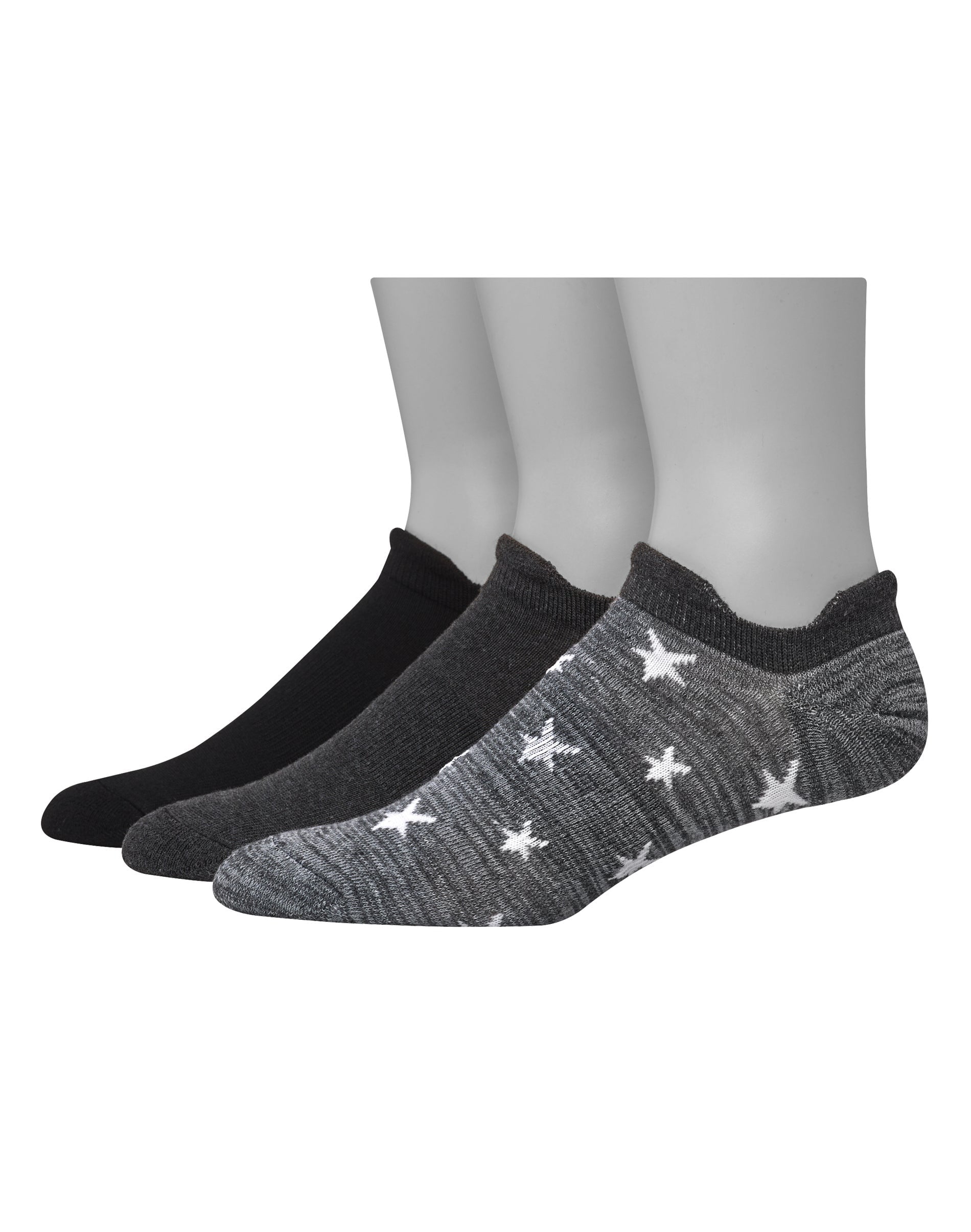 Hanes Men's 1901 Heritage Heel Shield Cushion No Show Socks 3-Pack Grey ...