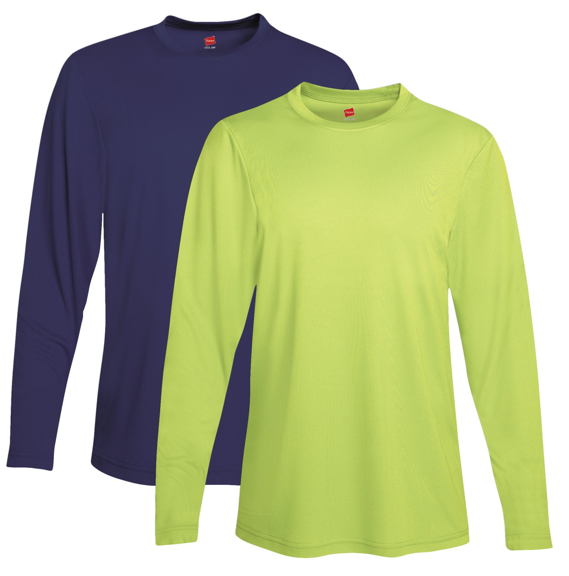Hanes Men's 2 Pack Long Sleeve Cool Dri T-Shirt UPF 50 - 1 Navy / 1 ...