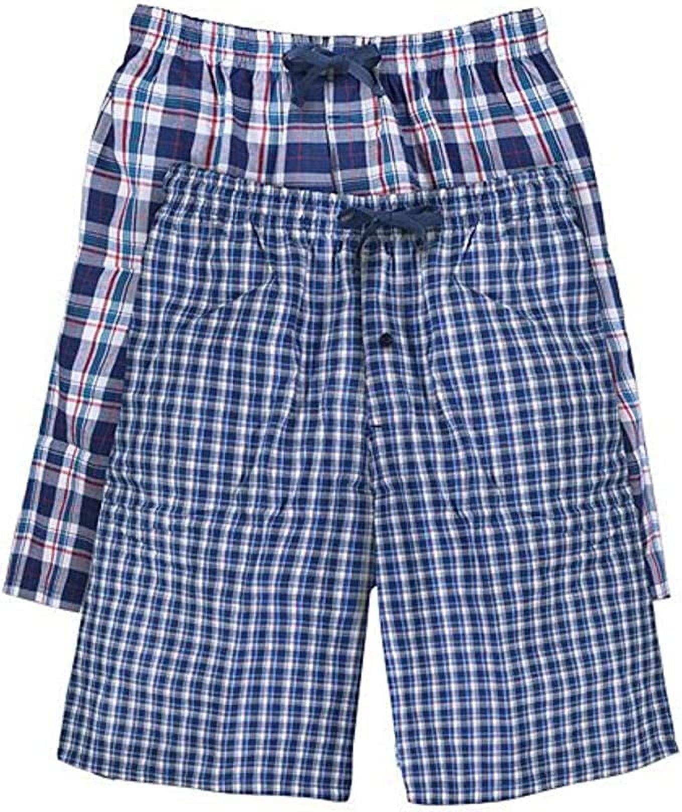 Hanes Sleep PJ Lounge Night Men's 2-Pack Woven Pajama Short, Light Blue ...