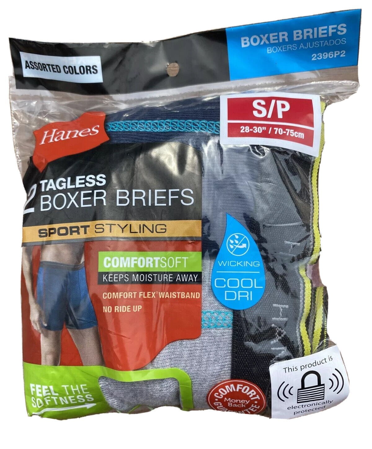 Hanes Men's 2 Pk Tagless Boxer Briefs Size Small Blue Gray Sport ...