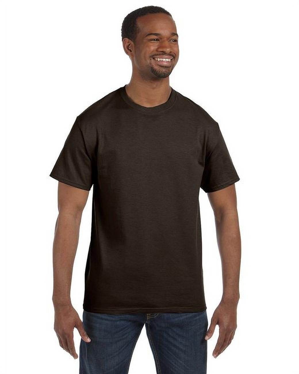 Hanes Men's 3 Pack Authentic 6 Oz Cotton Crewneck Dark Chocolate T ...