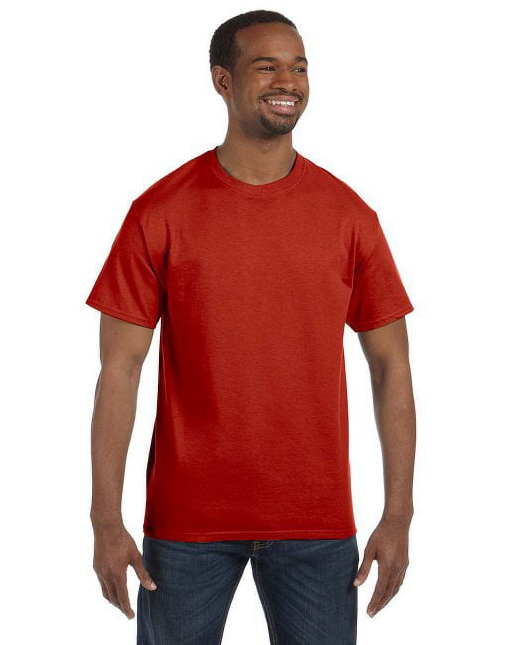 Hanes Men's 3 Pack Authentic 6 Oz Cotton Crewneck Deep Red T-Shirt ...