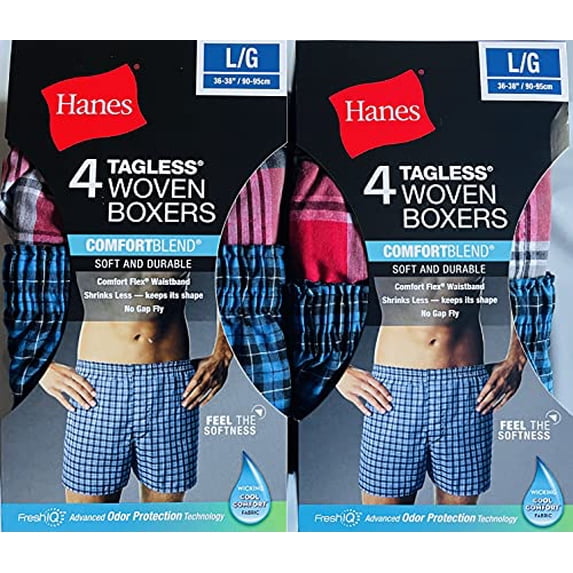 Hanes Men's 4-Pack ComfortBlend Woven Boxers with FreshIQ, Assorted ...