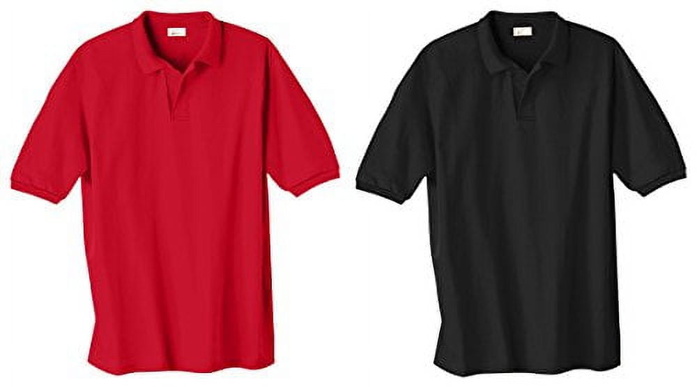 Hanes Mens Cotton-Blend EcoSmart® Jersey Polo (Pack of 2) (1 Black / 1 ...