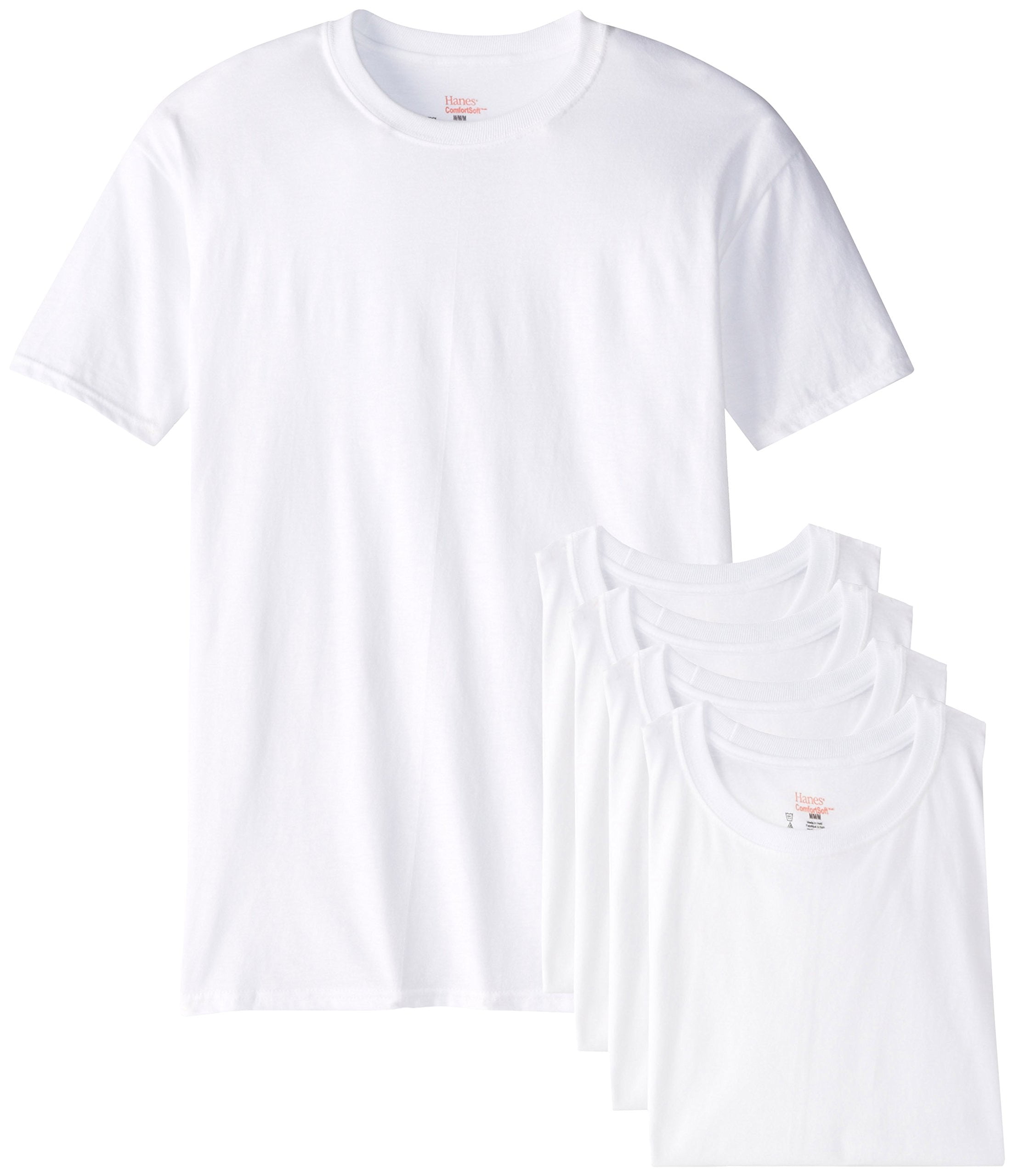 Hanes Men's 5Pack Crew Neck Tagless White Undershirts Crewneck T-Shirts ...