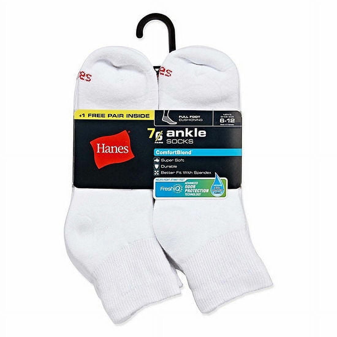 Hanes Men’s Quarter Socks, 7-Pair Pack, Cotton, Shoe Size 6-12, Comfort ...