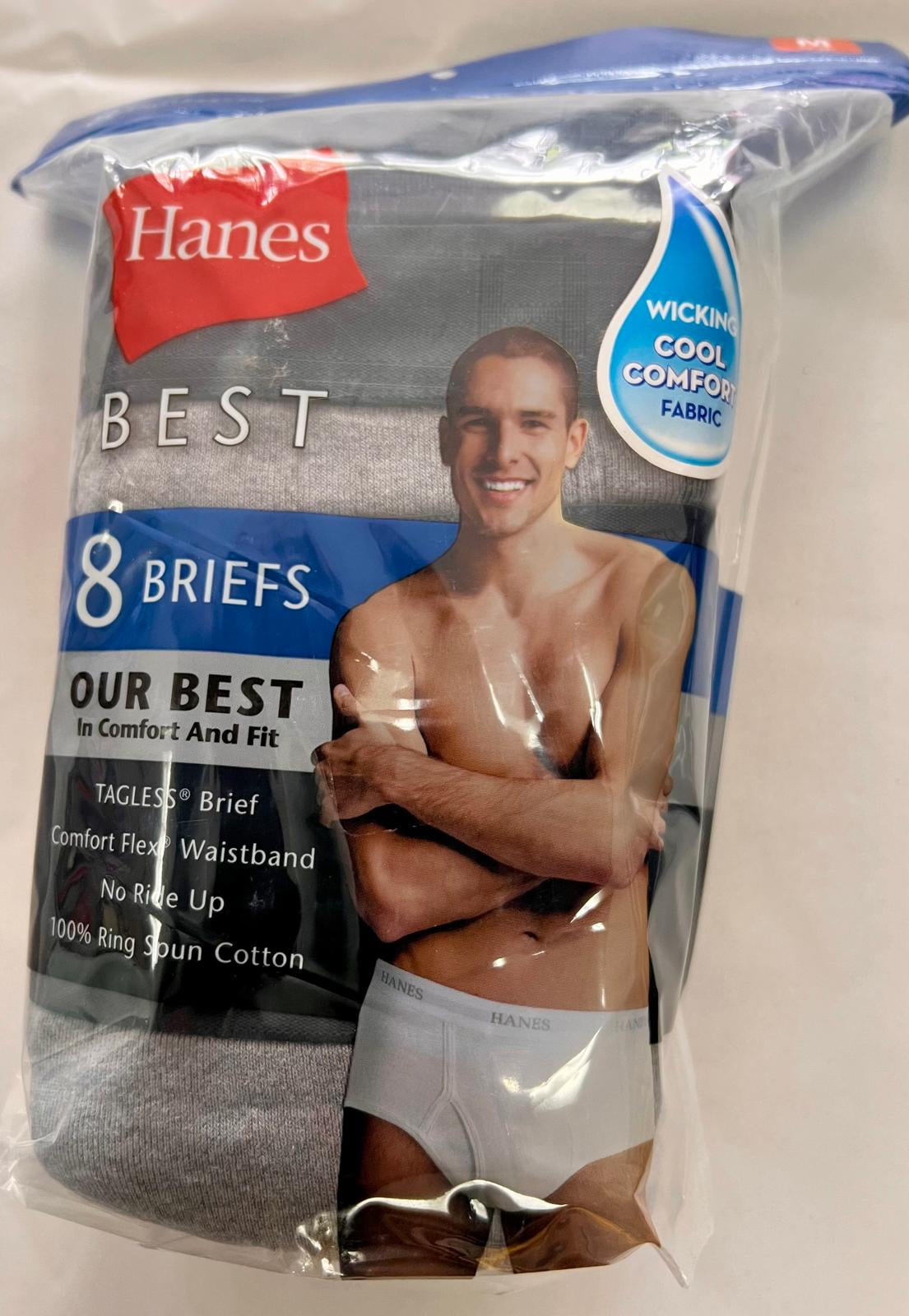 Hanes Men's 8-Pack Best Comfort & Fit Tagless Flex Waistband No Ride Up Briefs Size M (Black ...